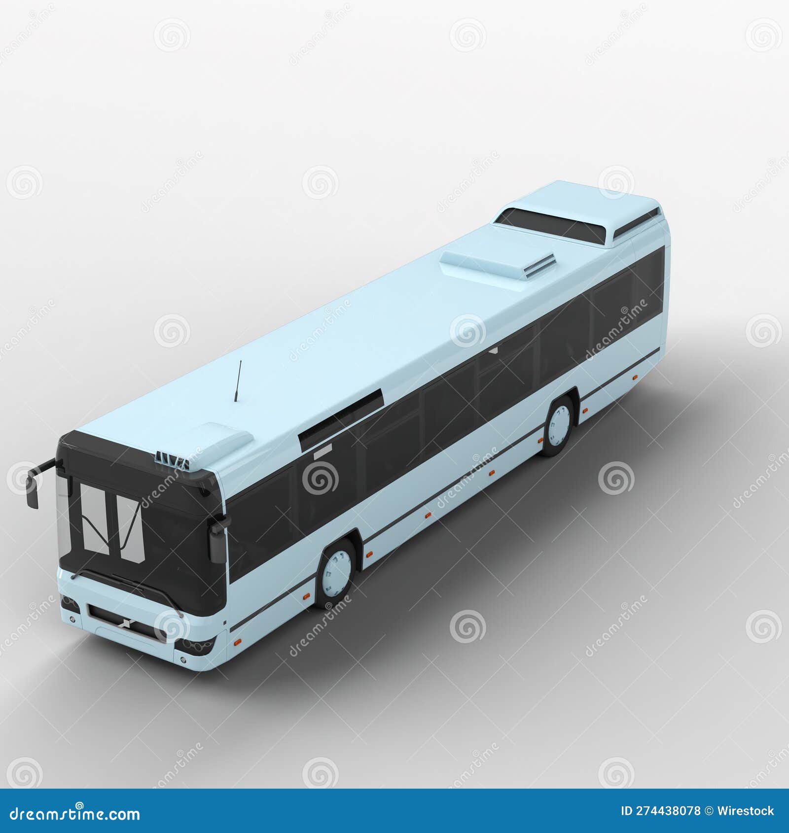 Display of a Modern Blue Bus on a White Background, 3D Rendered Stock ...