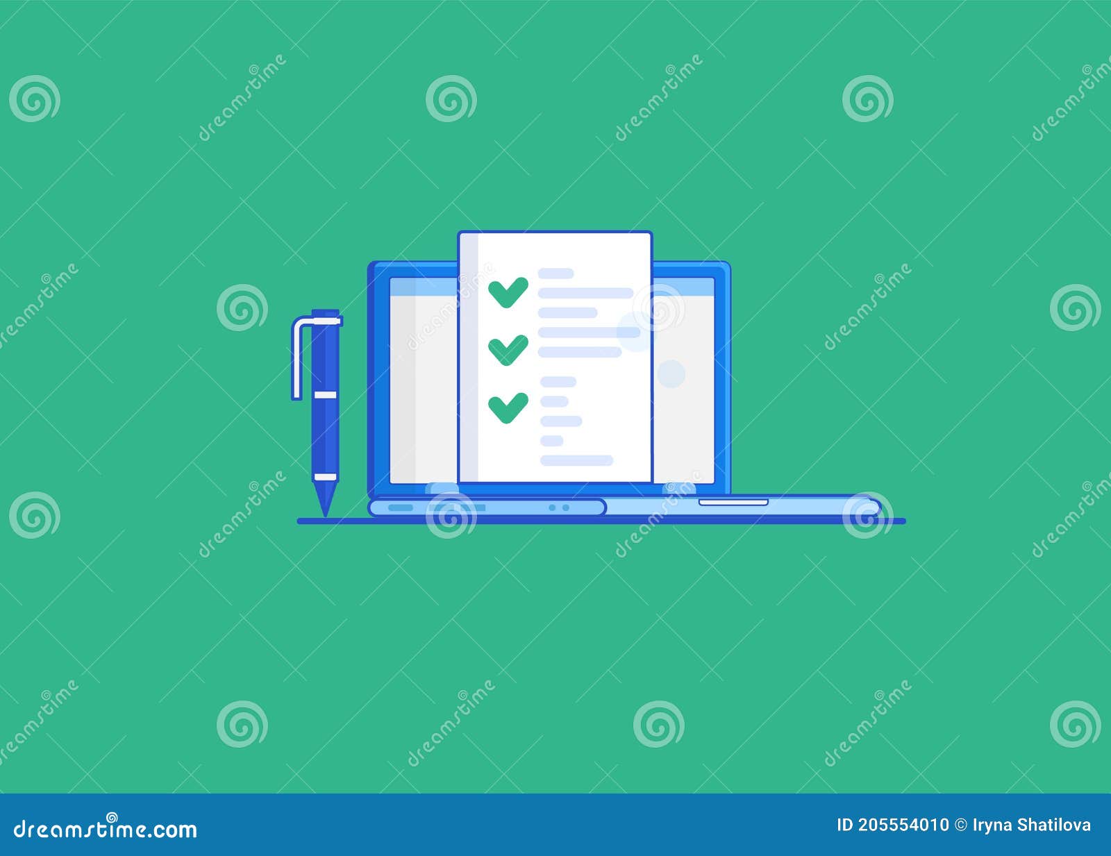DIsplay Monitor with List and Checkbox and Marks on Desktop Computer. Online Form Survey ...