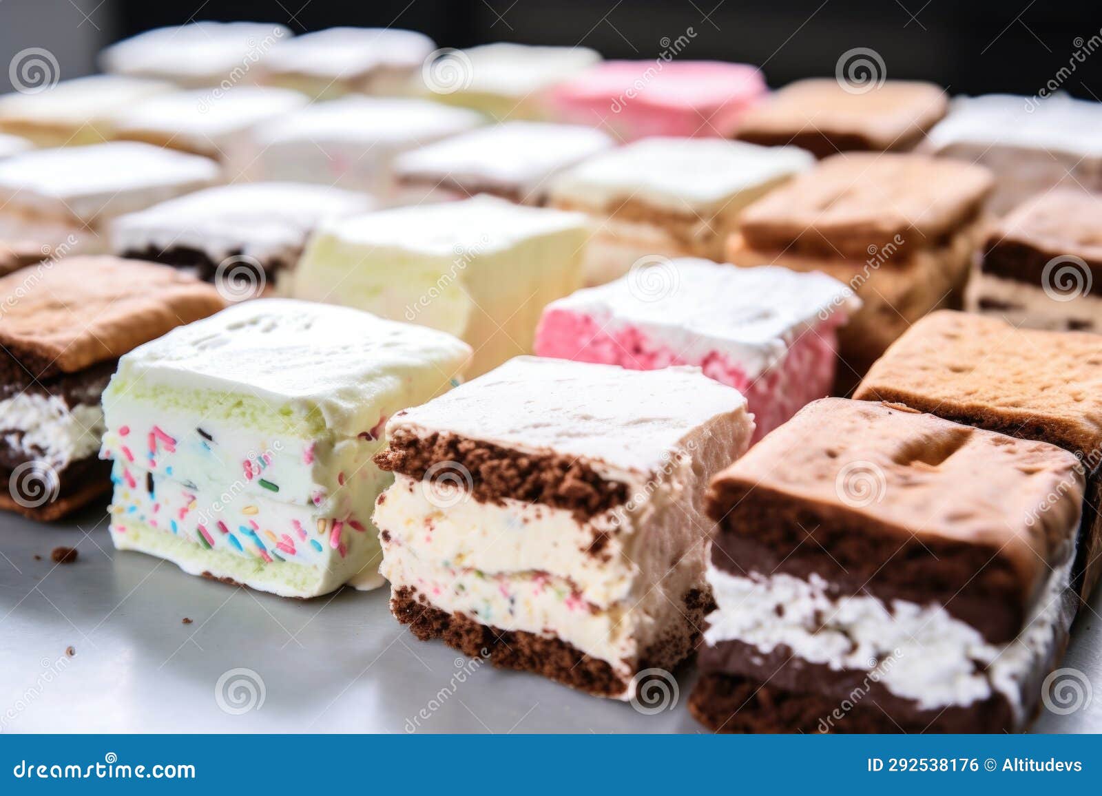 Display of Multiple Ice Cream Sandwiches with Assorted Flavors in a Row ...