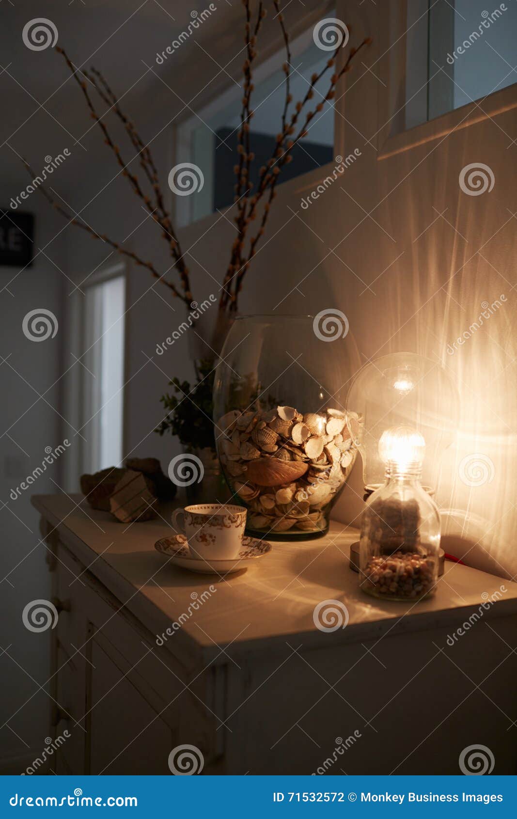 Display of Objects on Cupboard in Family Home Stock Photo - Image of ...