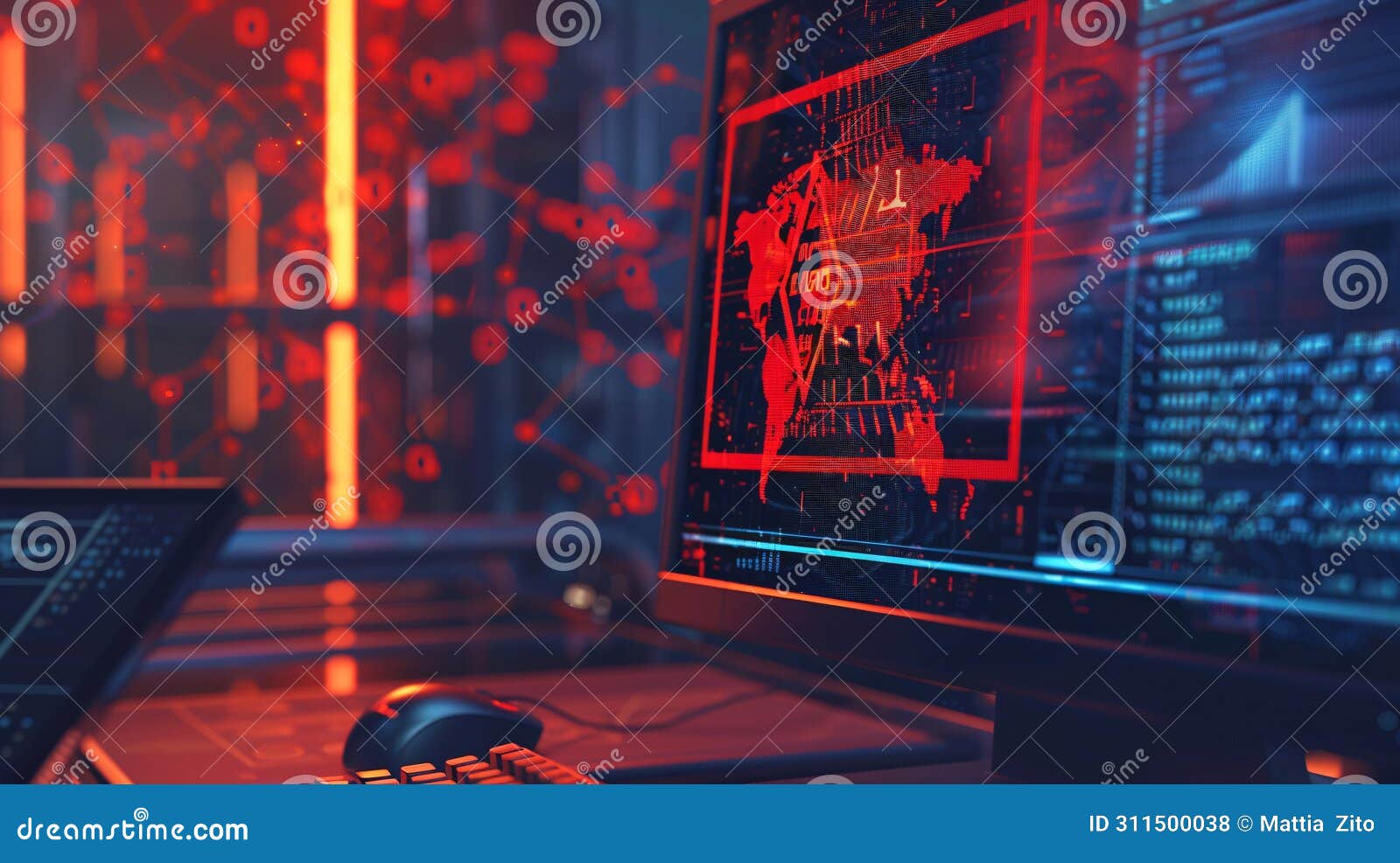 The Display of a Pc Attacked by an Hacker Stock Photo - Image of cyber ...