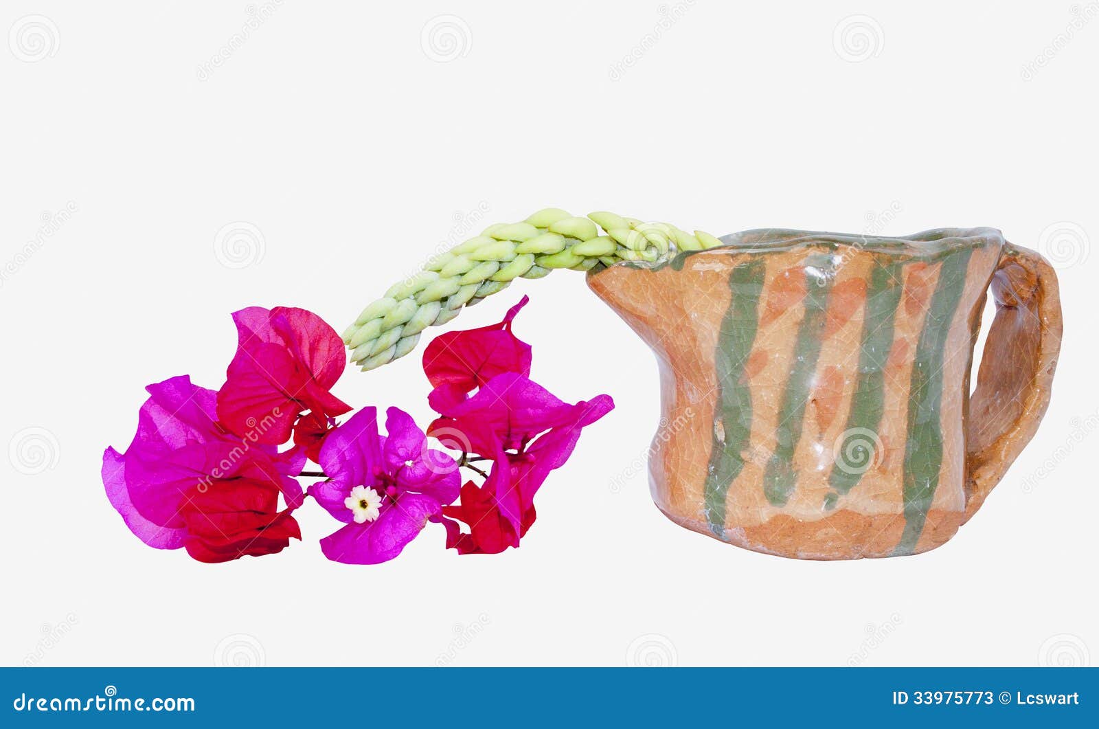Display of Pink Flowers with Pottery Jug Stock Image - Image of brown ...