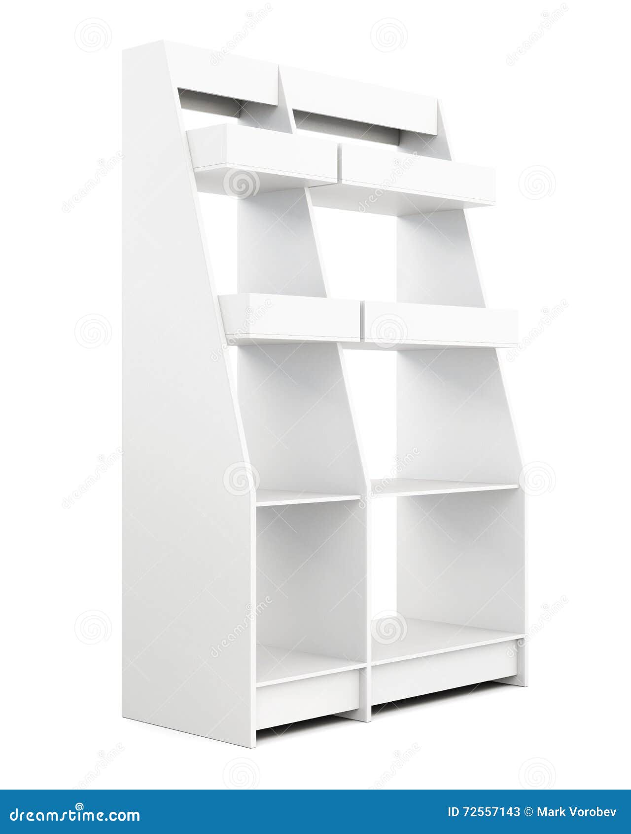 Display Rack with Shelves Isolated on White Background. 3d Rendering ...