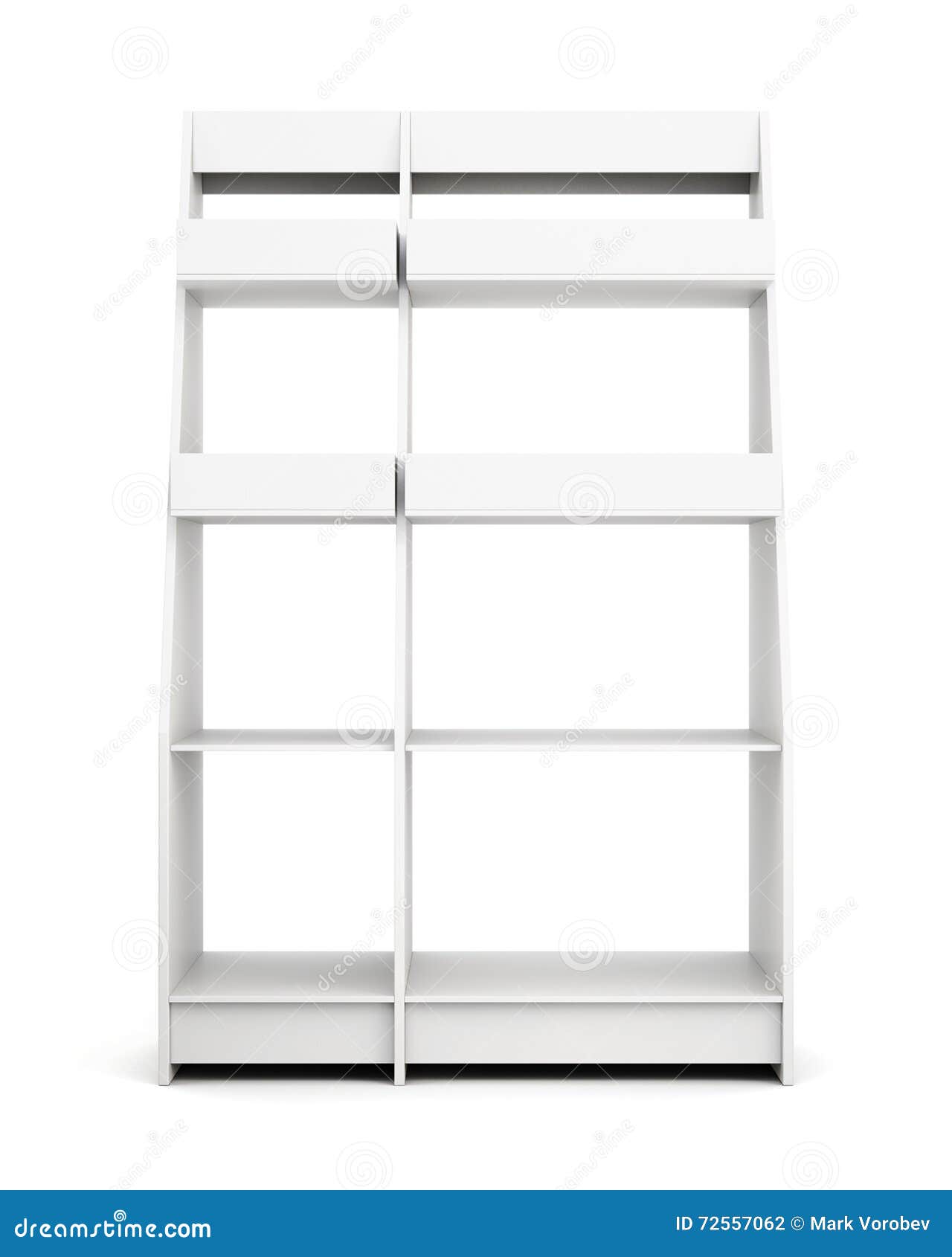 Display Rack with Shelves Isolated on White Background. Front Vi Stock ...