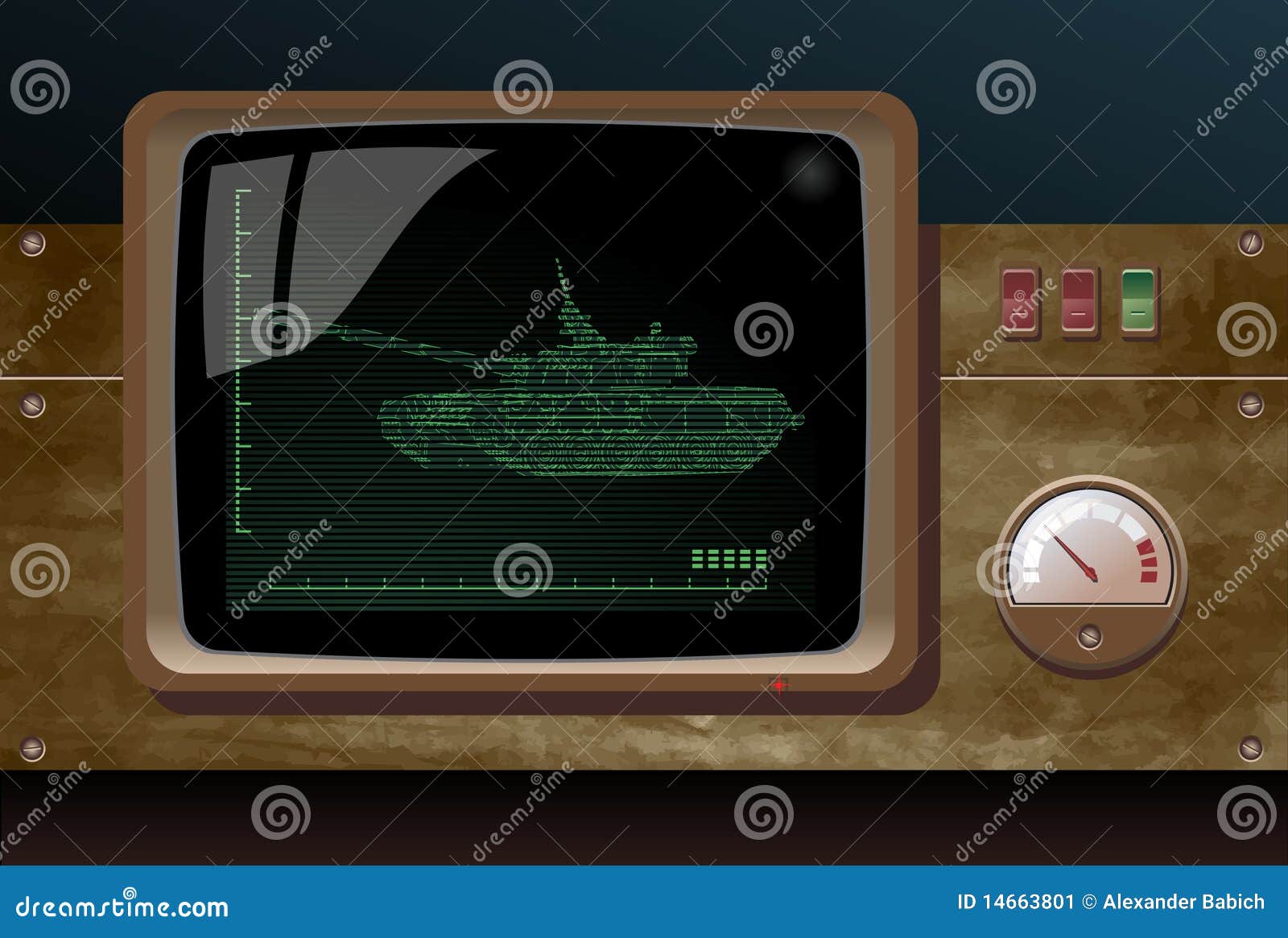 Display of radar stock vector. Illustration of indicator - 14663801