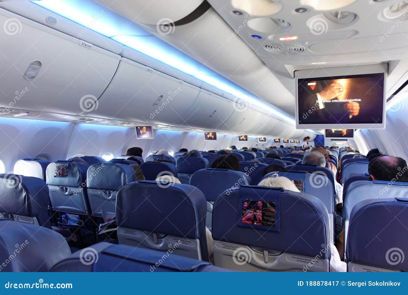 The Display Screen on the Plane, Located Above the Passenger Seat ...