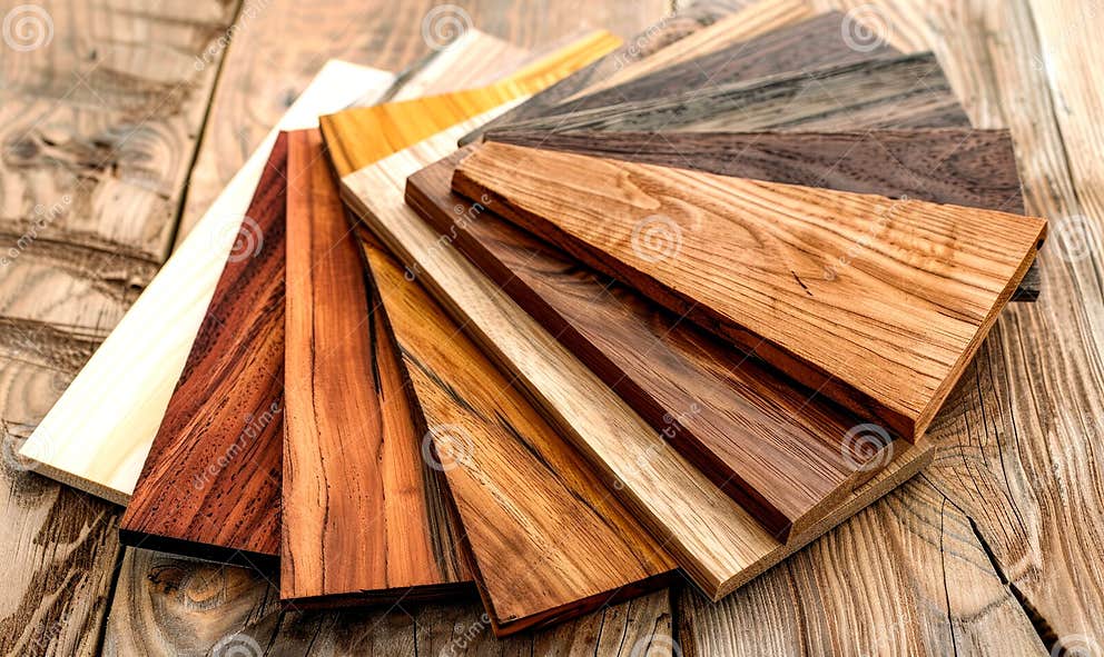 Display of Several Wooden Samples Arranged on a Rustic Wooden Surface ...