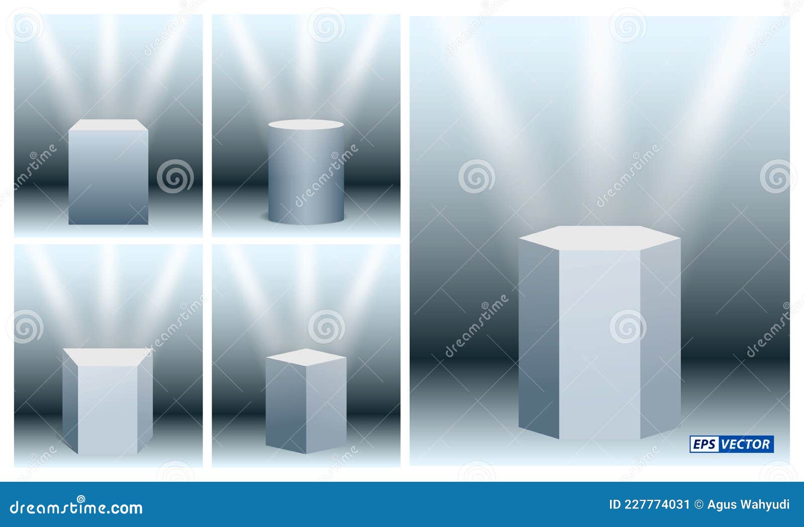 Museum Stage. Realistic Cubes Podium, 3d Exhibit Displays. Gallery ...