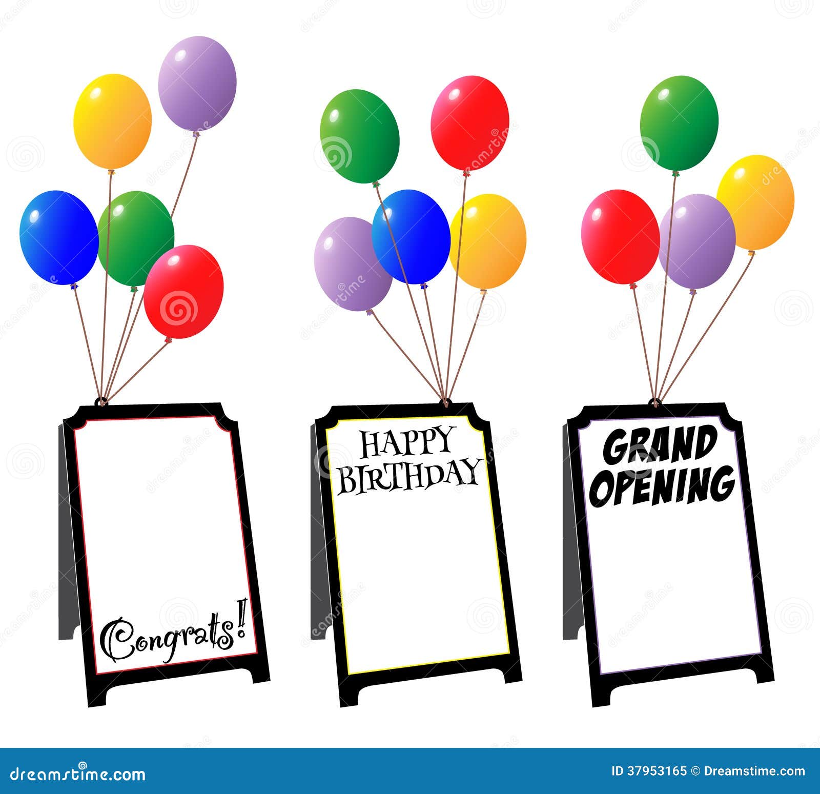 Display Sign Boards with Balloons Stock Illustration - Illustration of ...