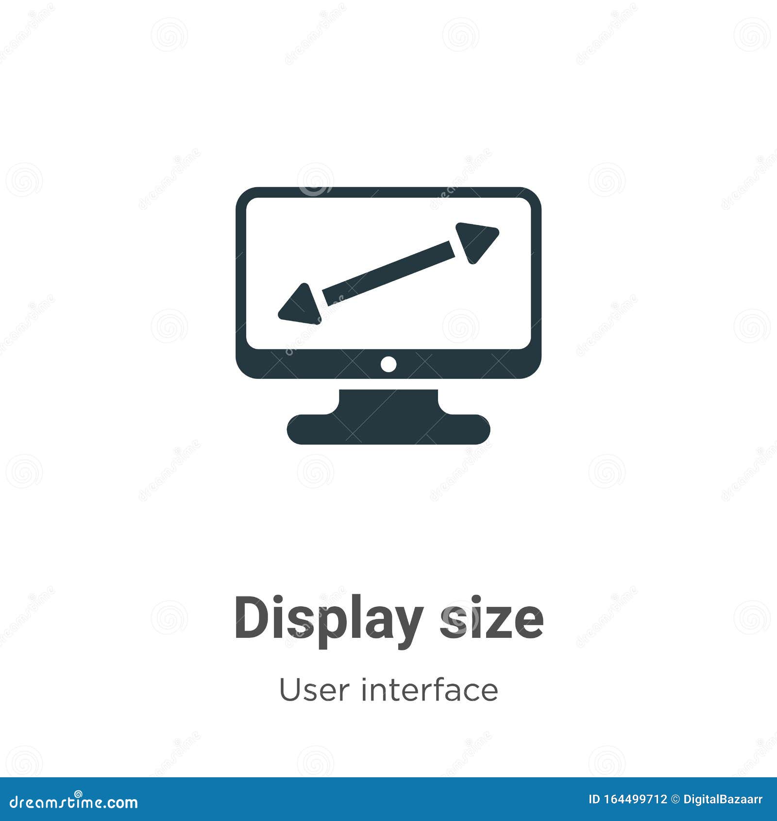 Display Size Vector Icon on White Background. Flat Vector Display Size ...