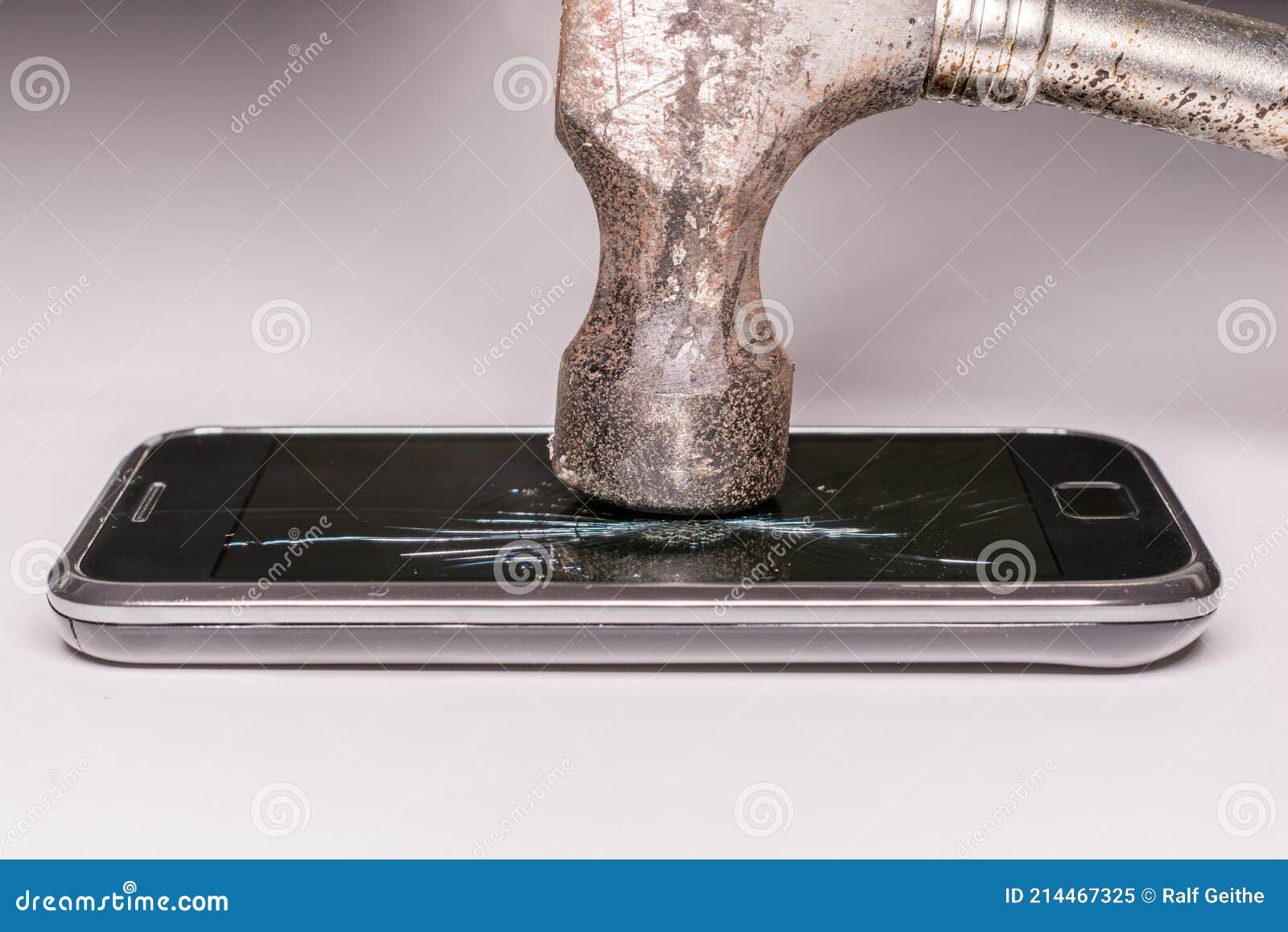 Display of a Smartphone is Destroyed with a Hammer Stock Image - Image ...
