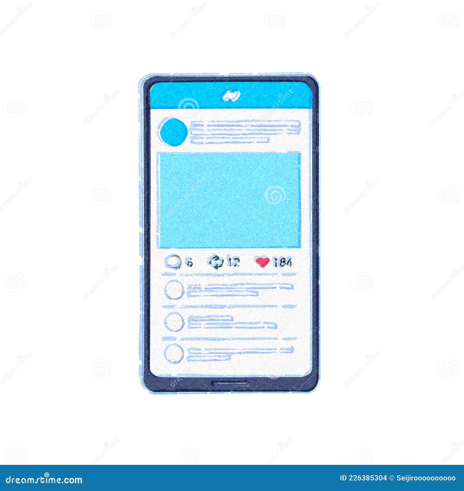 Display SNS on smartphone stock illustration. Illustration of object ...