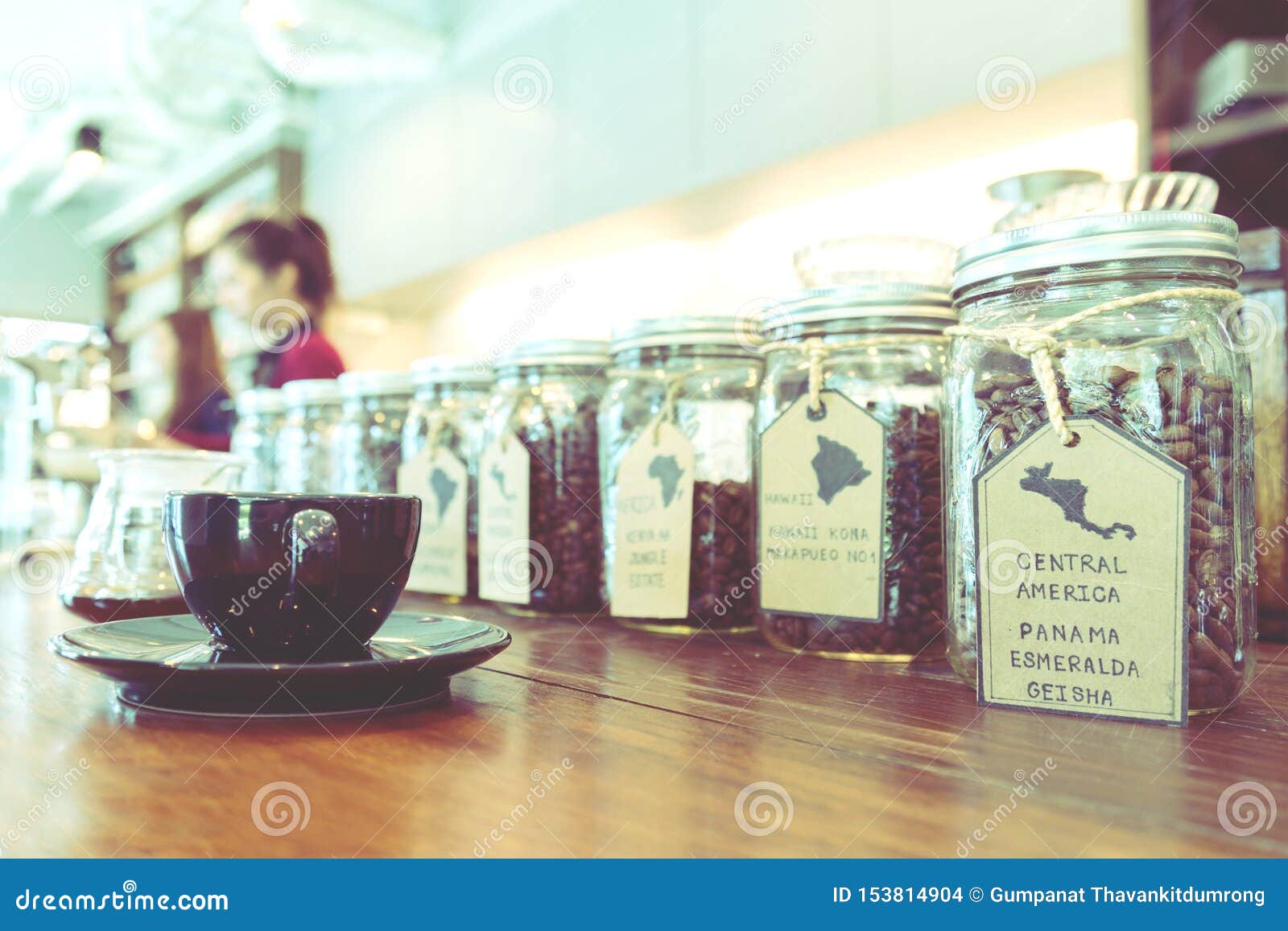 Varieties of Specialty Coffee Beans from Many Countries in Glass Mason ...
