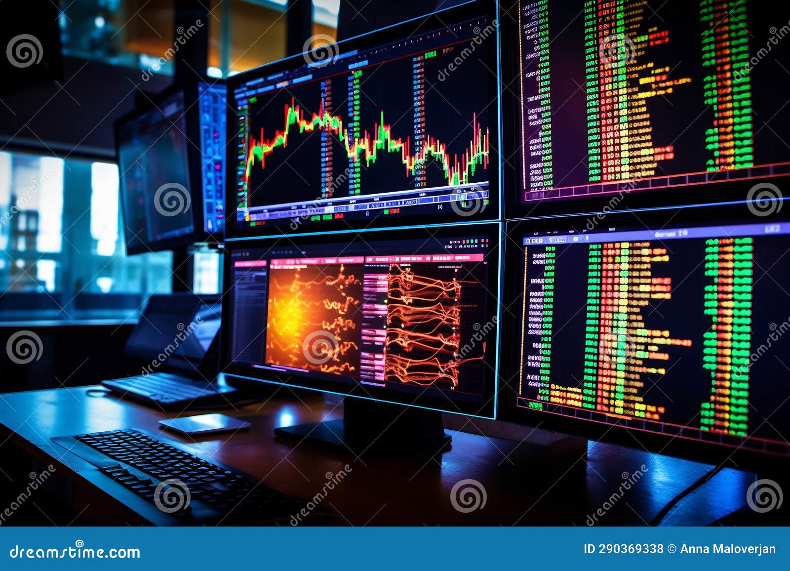 Display of Stock Market Quotes on the Computer Monitors Stock Photo ...