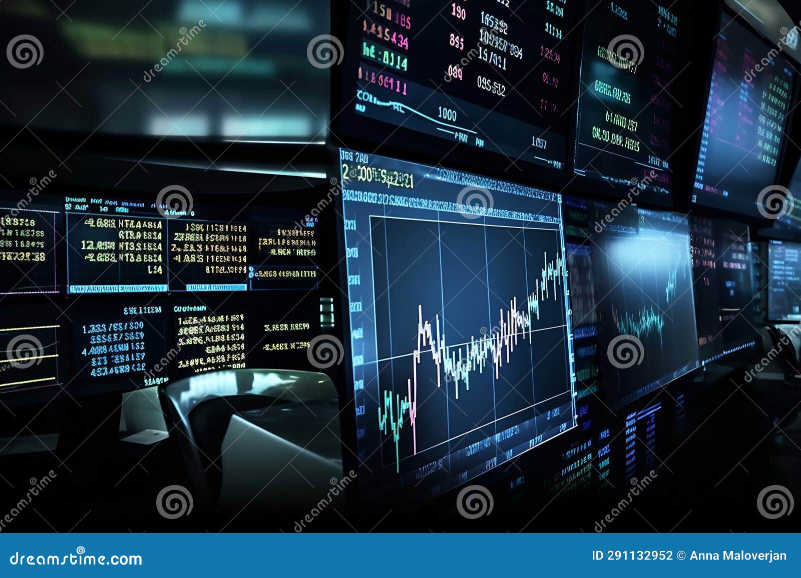 Display of Stock Market Quotes on the Computer Monitors Stock Photo ...