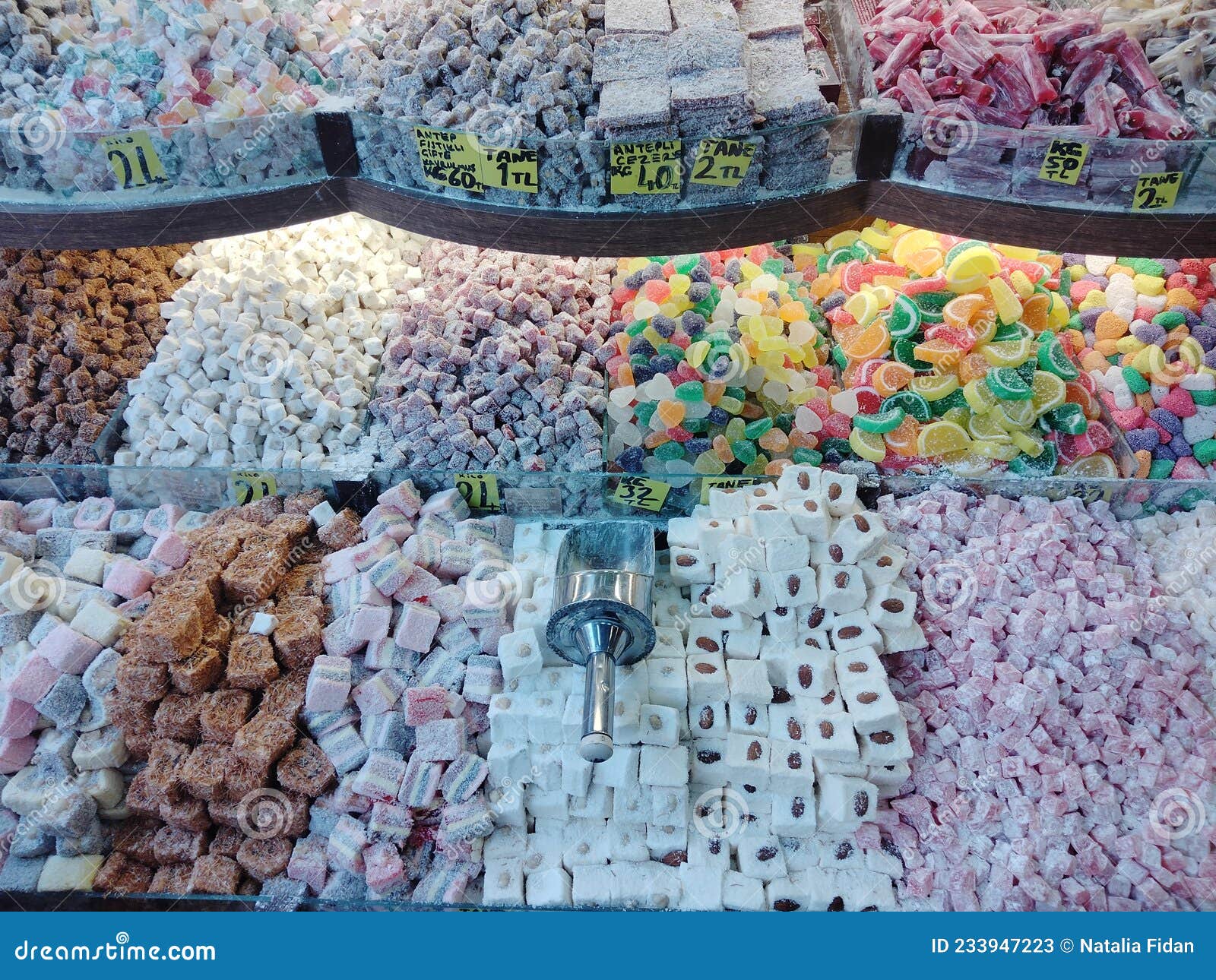 Display with Sugar Turkish Sweets and Jellybeans Stock Image - Image of ...