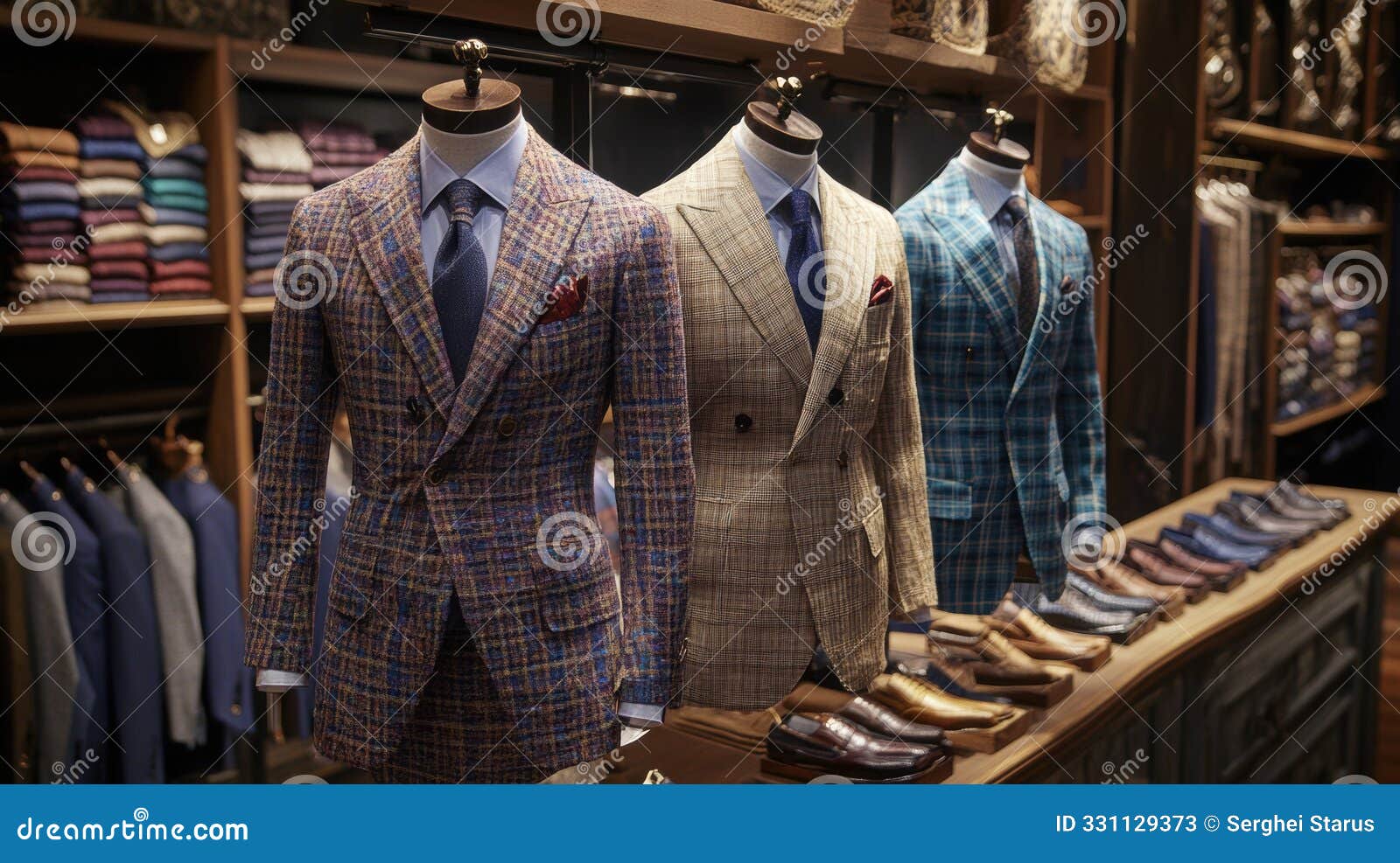A Display of a Suit Shop with Three Different Suits on the Wall, AI ...
