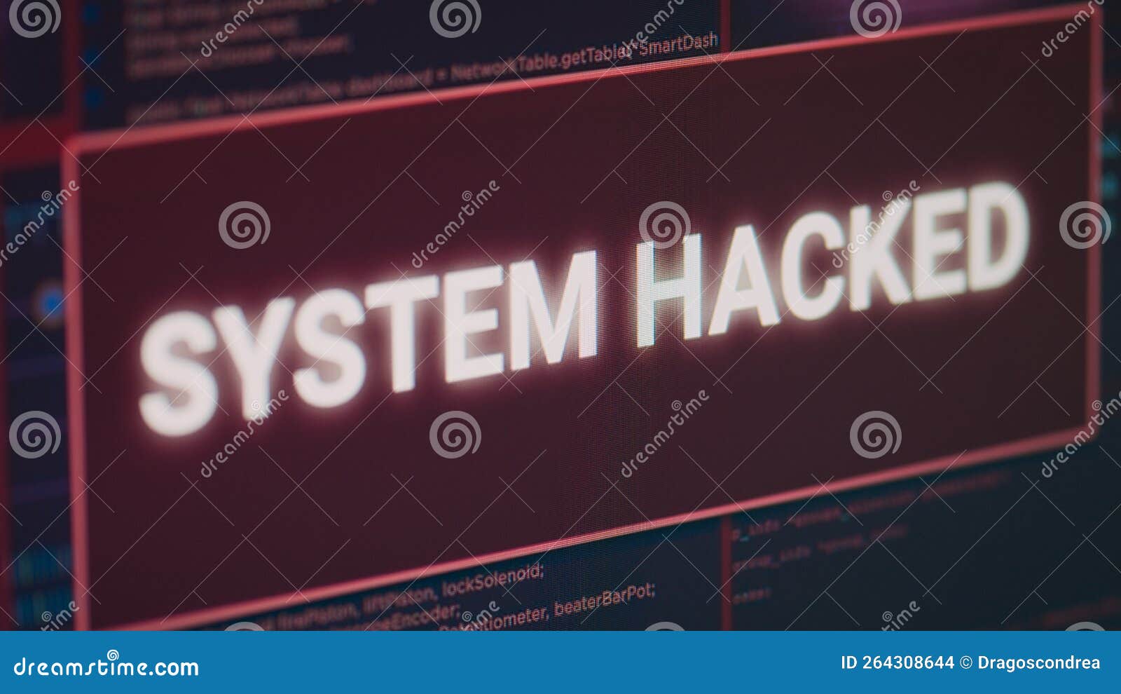 Display with System Hacked Message and Security Breach Alert Stock ...