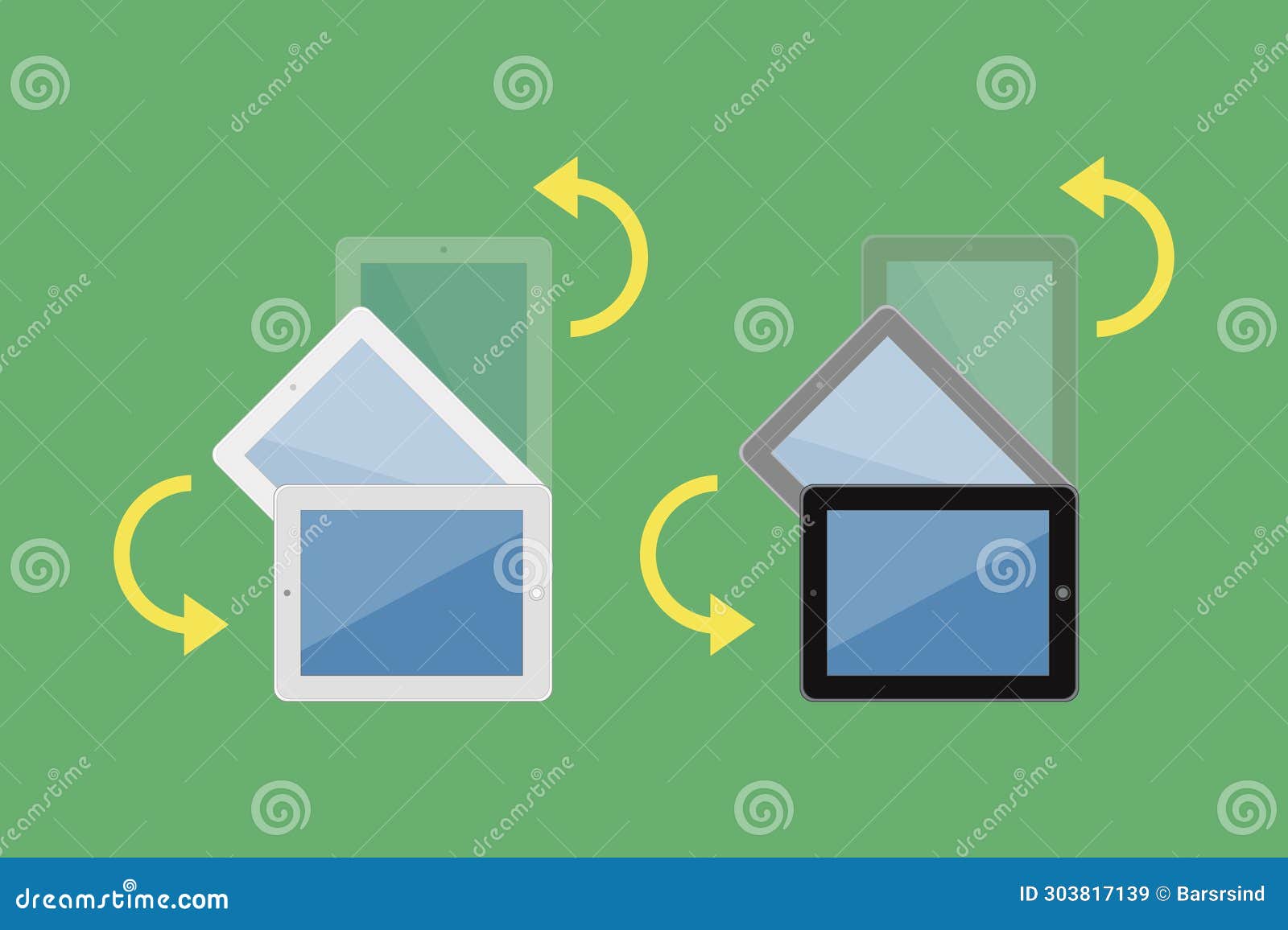 Display Tablet Screen Turning Visual Instruction Stock Illustration ...