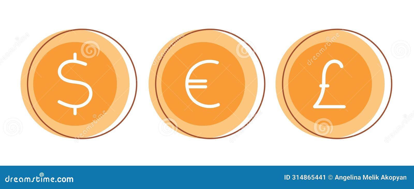 Three Different Types of Currency Displayed Stock Vector - Illustration ...