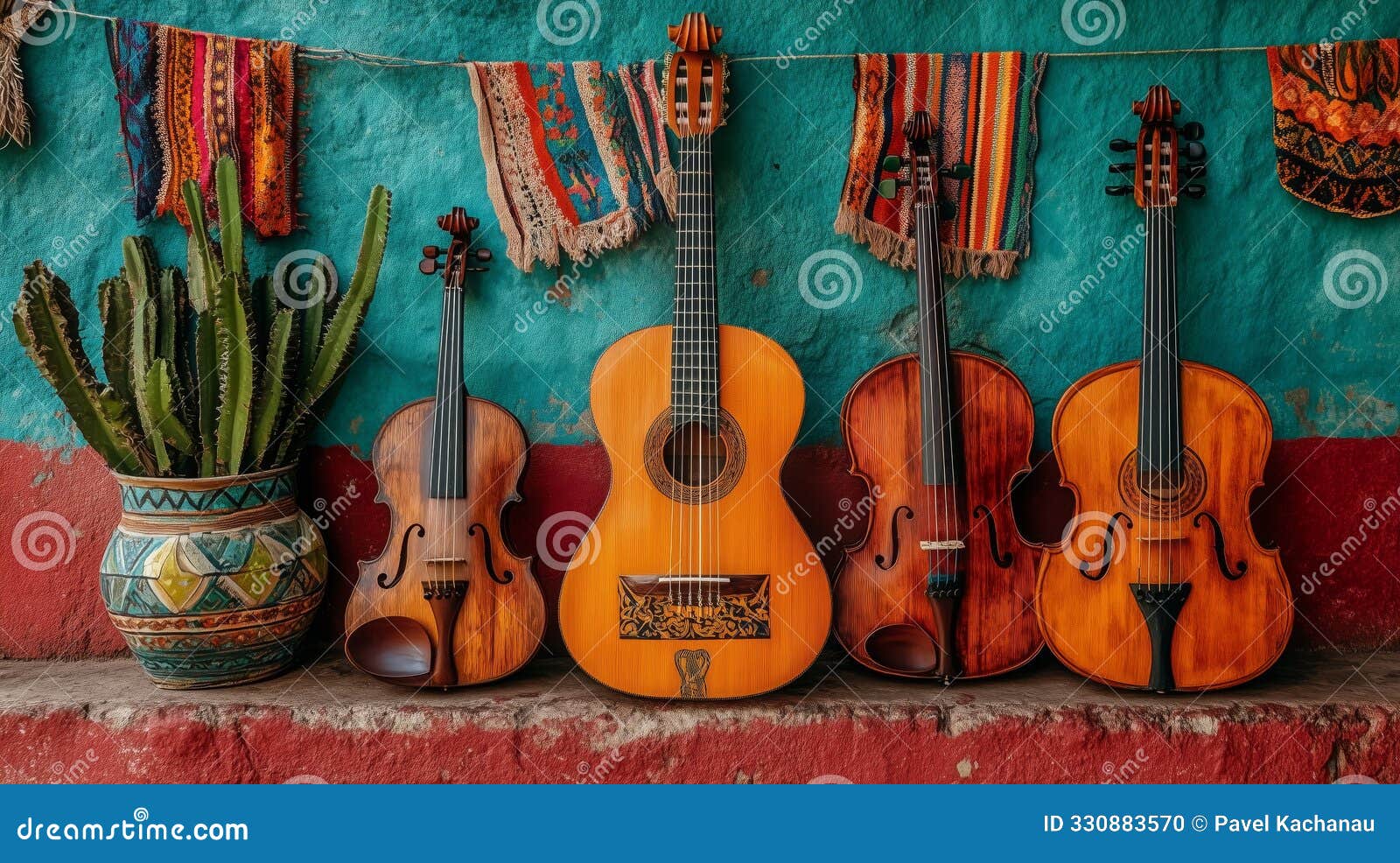 A Display of Traditional Mexican Instruments Surrounded by Vibrant ...