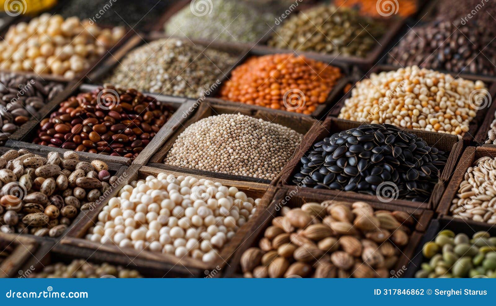 A Display of a Variety of Different Types and Colors of Beans, AI Stock ...