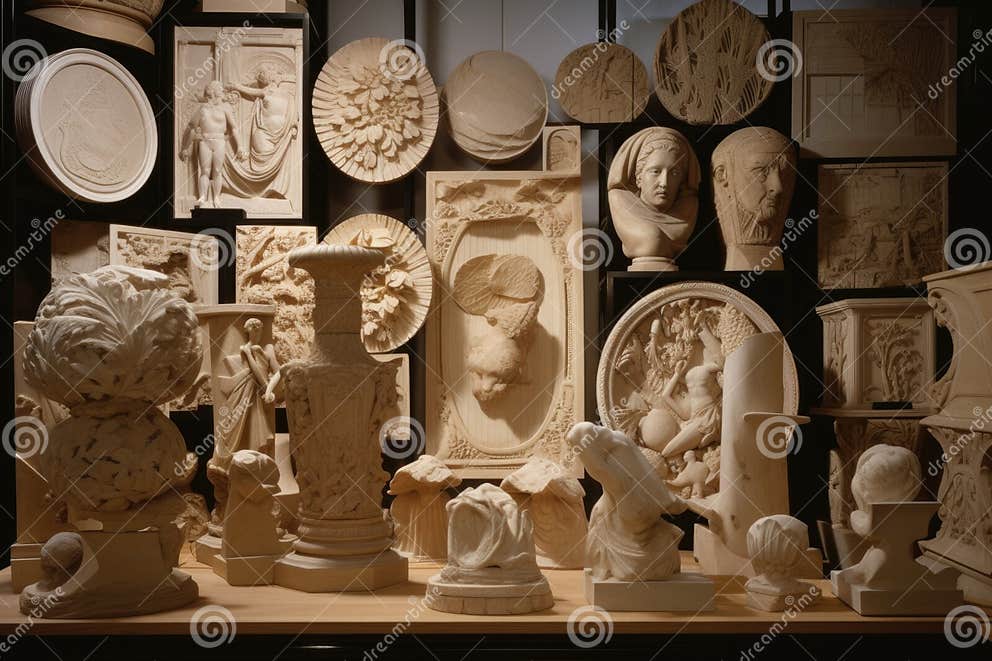 Display of Various Materials for Sculpture and Carving, with Examples ...