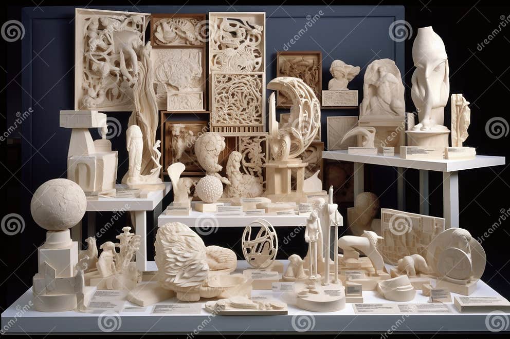 Display of Various Materials for Sculpture and Carving, with Examples ...