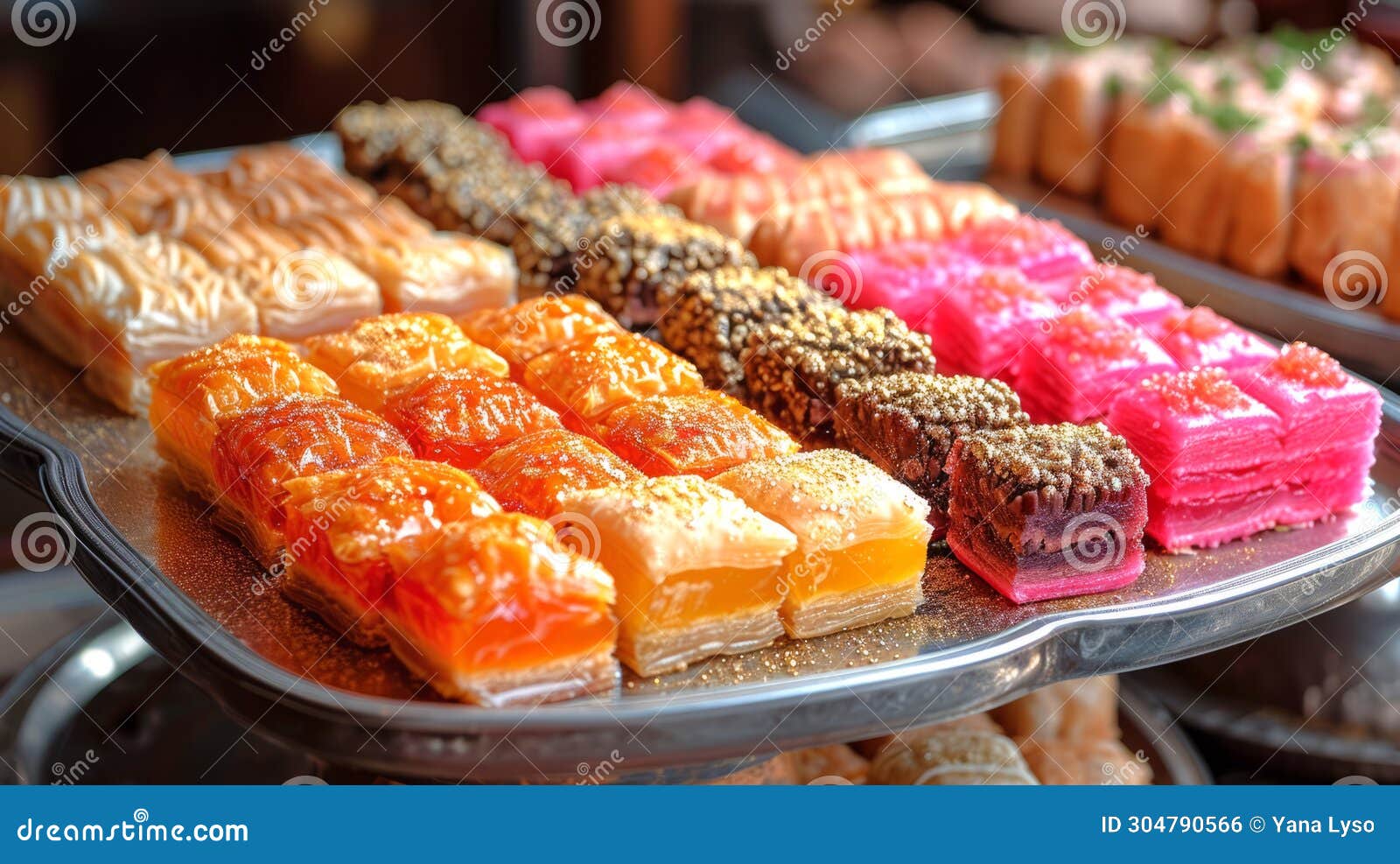 Display of Various Middle Eastern Sweets Like Baklava and Turkish ...