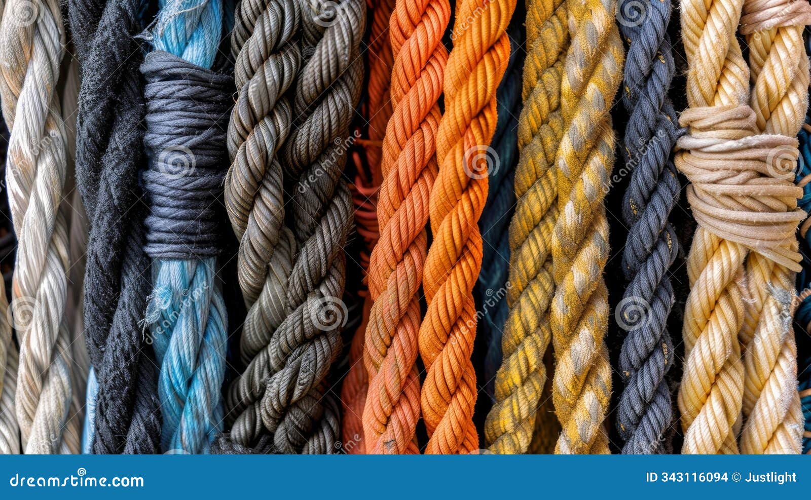 A Display of Various Types of Rope Used in Shipbuilding from Thick ...