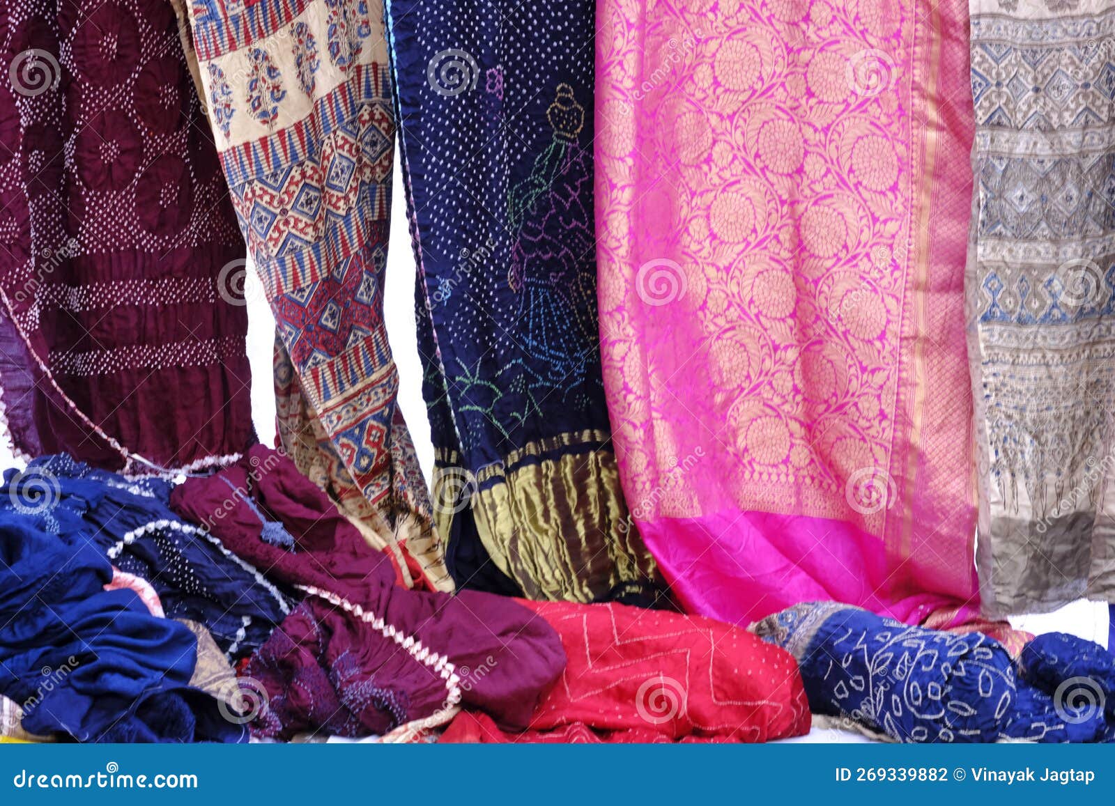 Display of Vivid and Colorful Indian Sari, India Textile, Selective ...