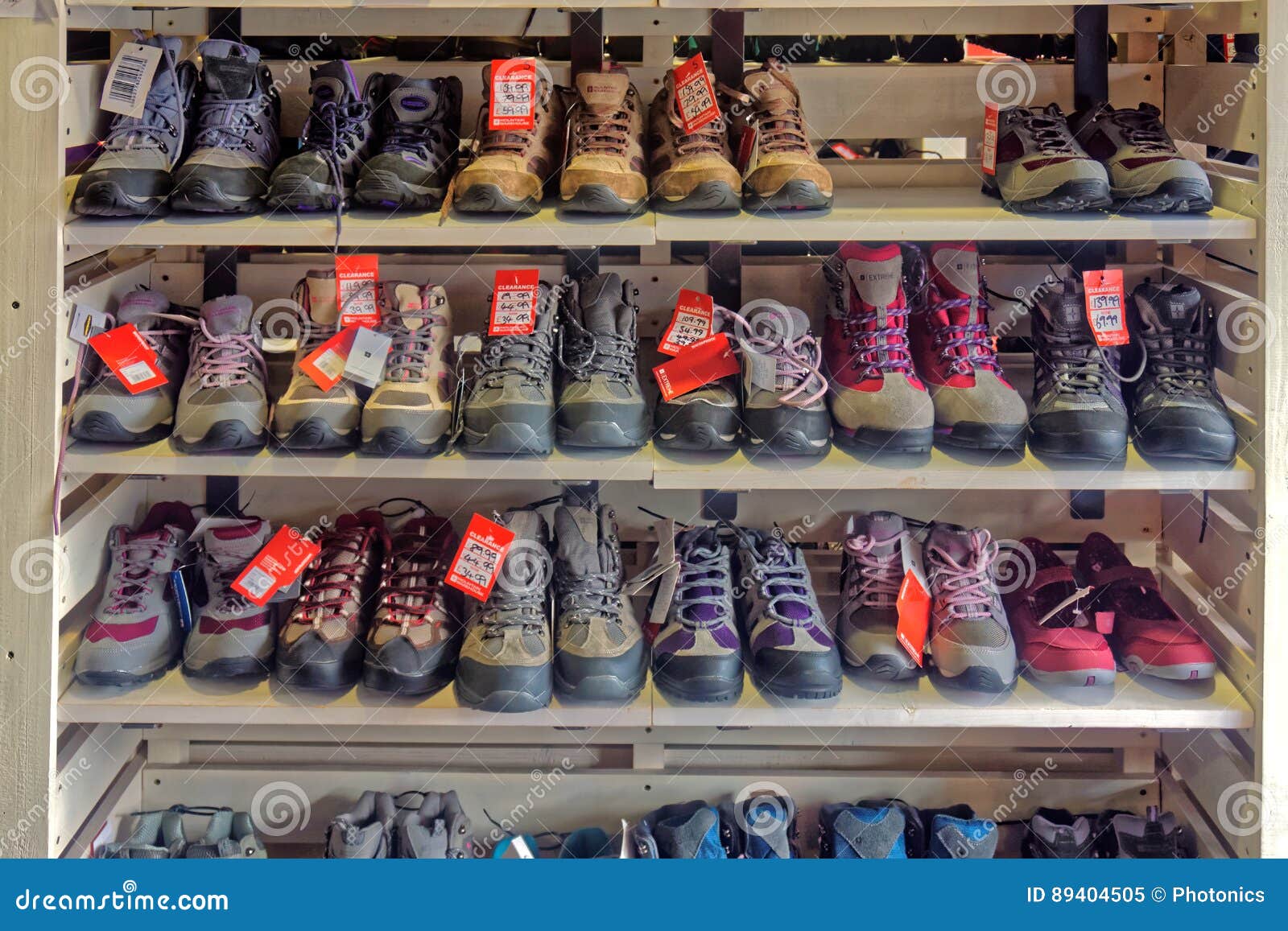A Display Of Walking Boots, Editorial Photo | CartoonDealer.com #89404505