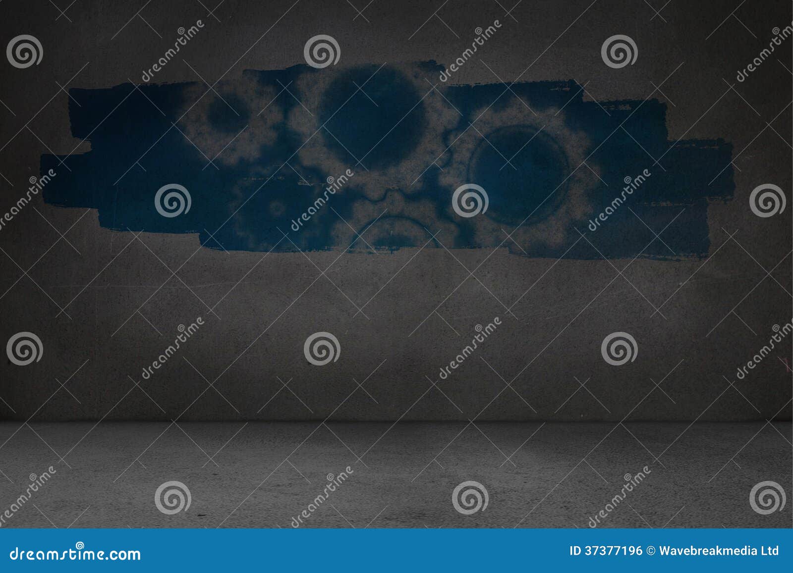 Display on Wall Showing Cogs and Wheels in Clouds Stock Illustration ...