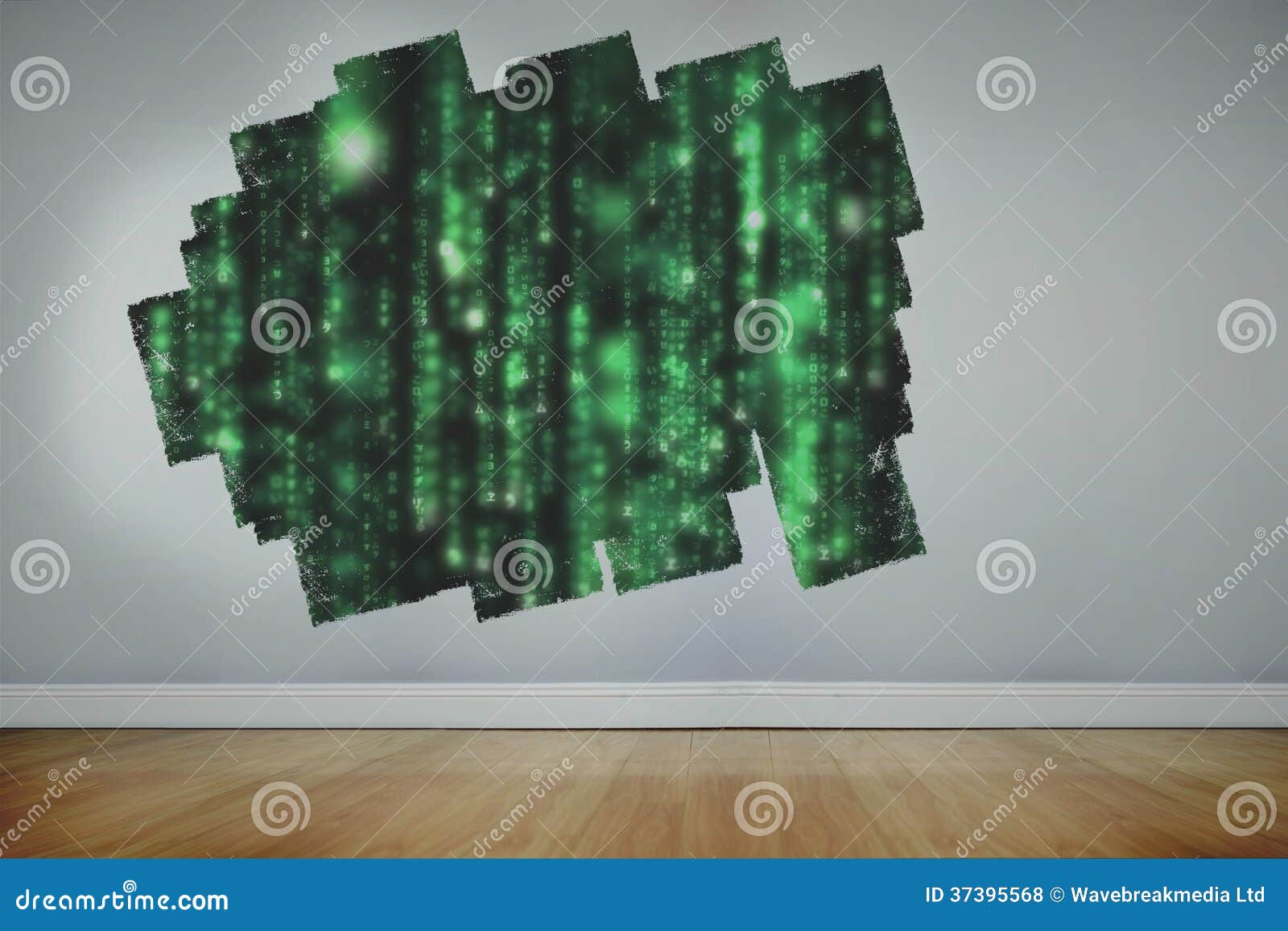 Display on Wall Showing Green Matrix Stock Illustration - Illustration ...