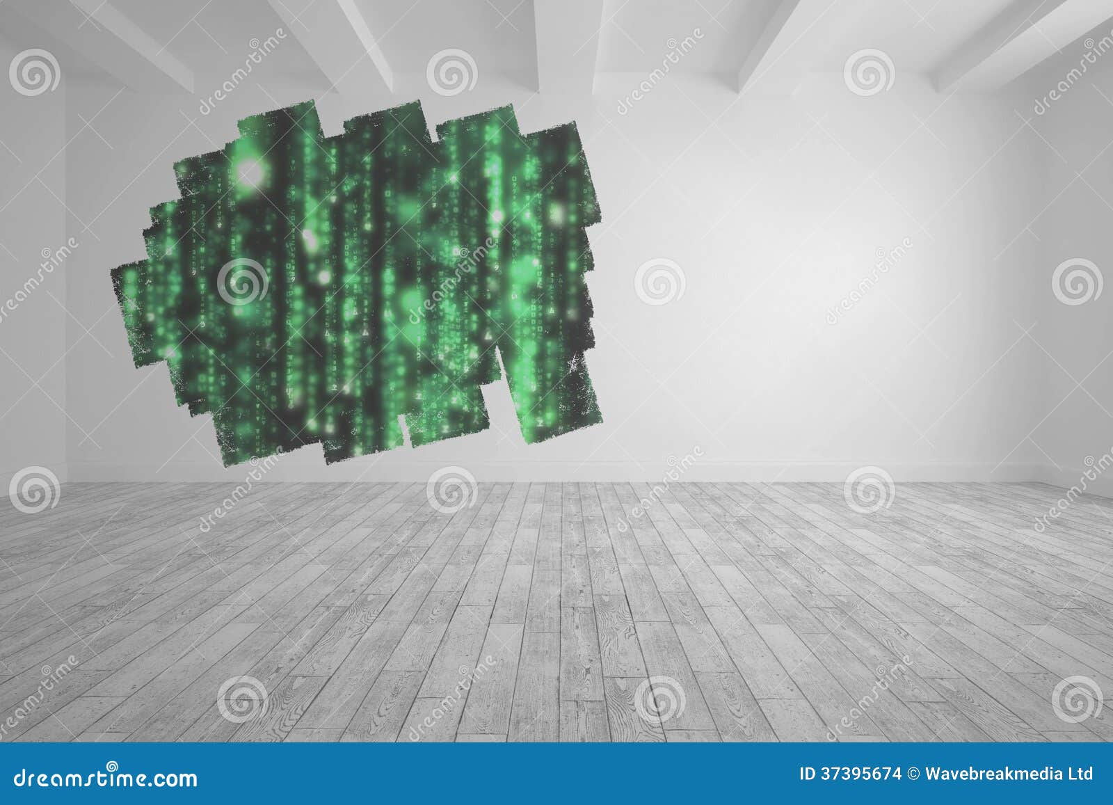 Display on Wall Showing Green Matrix Stock Illustration - Illustration ...