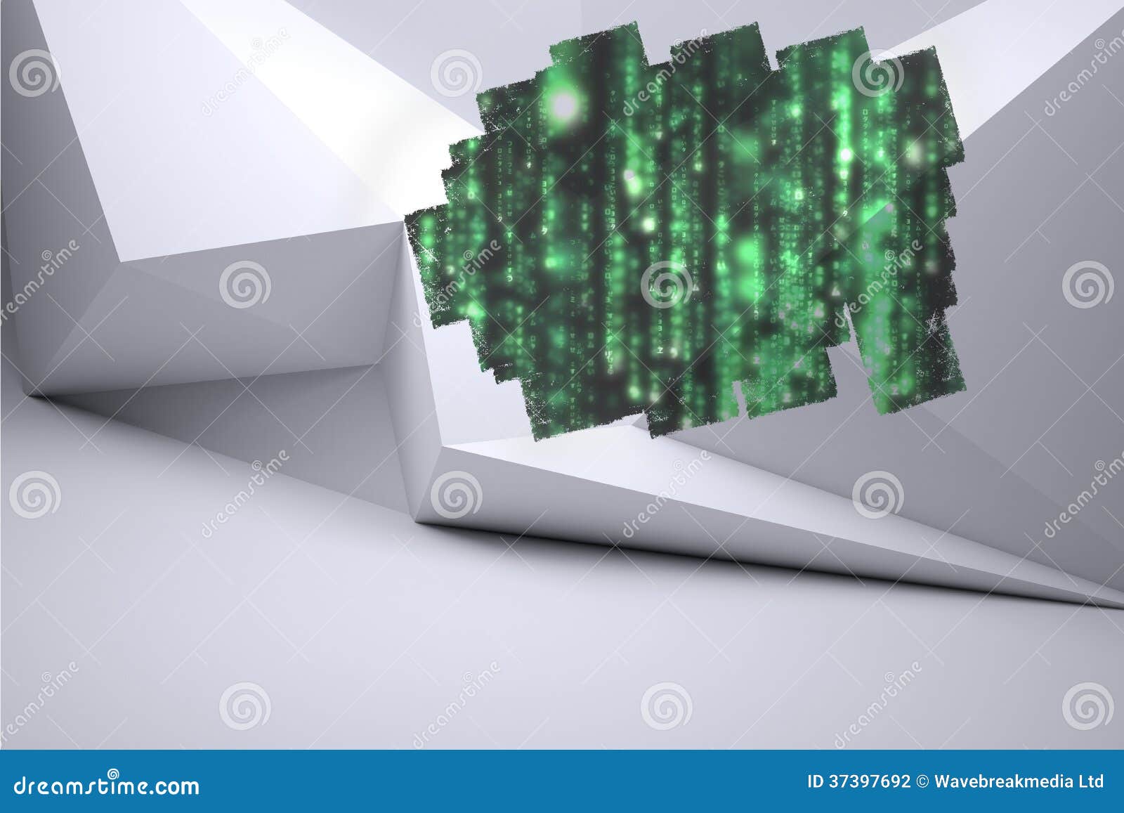 Display on Wall Showing Green Matrix Stock Illustration - Illustration ...