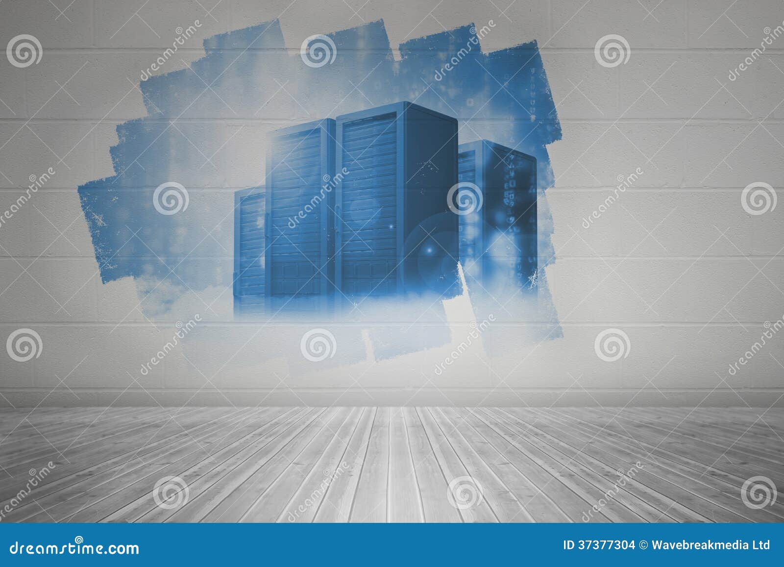 Display on Wall Showing Server Tower Stock Illustration - Illustration ...