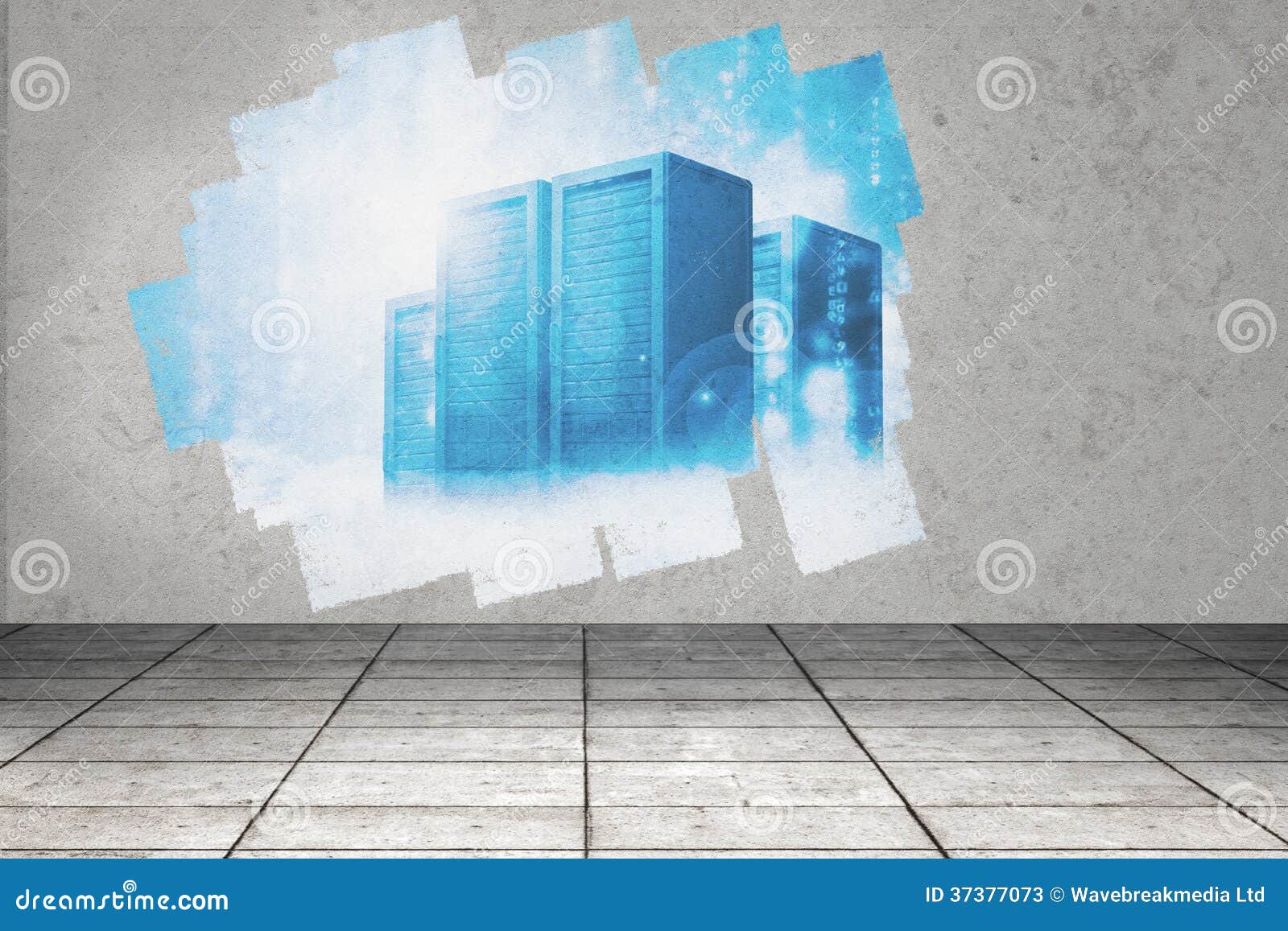 Display on Wall Showing Server Towers Stock Illustration - Illustration ...