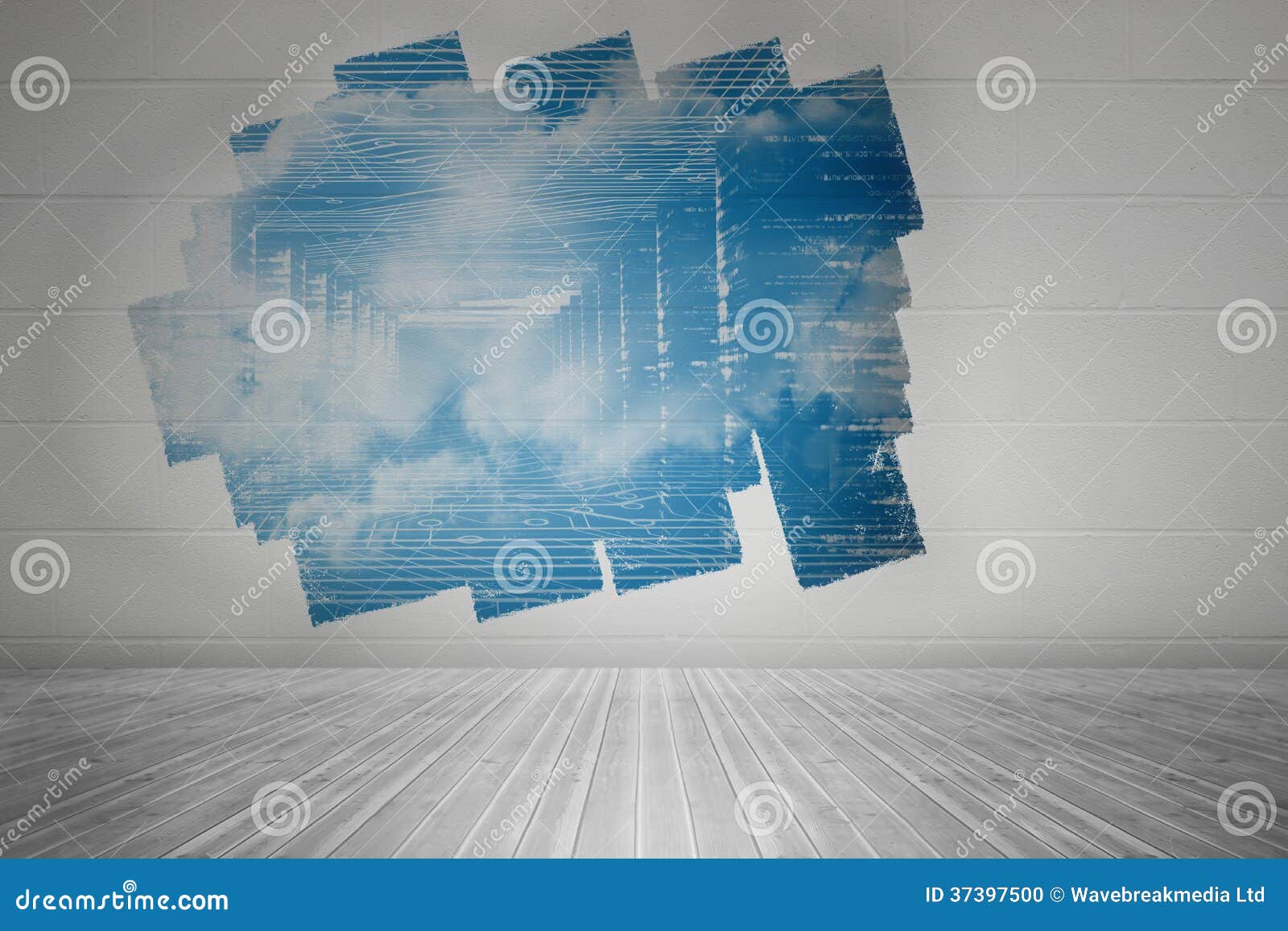 Display on Wall Showing Technology Interface Stock Illustration ...