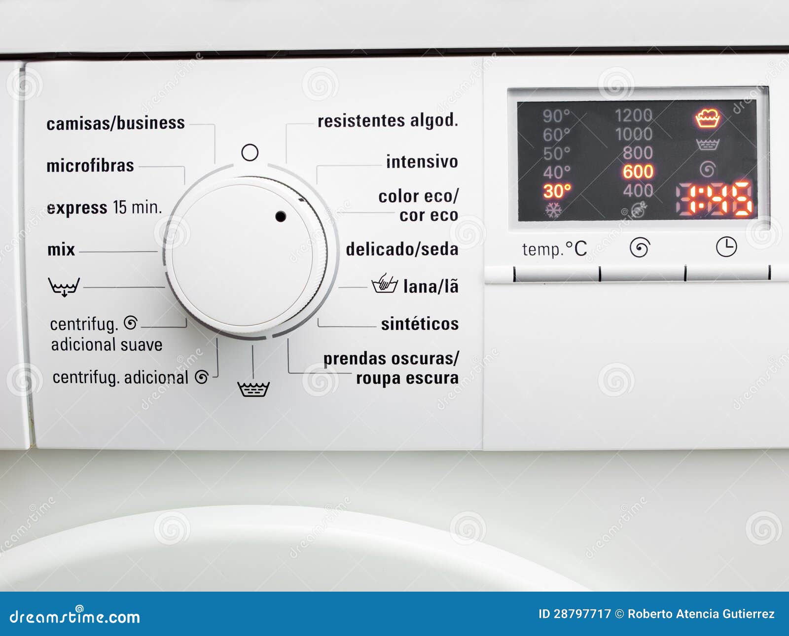 Display Washing Machine. Macro Photo Part of Modern Home Washing Stock ...