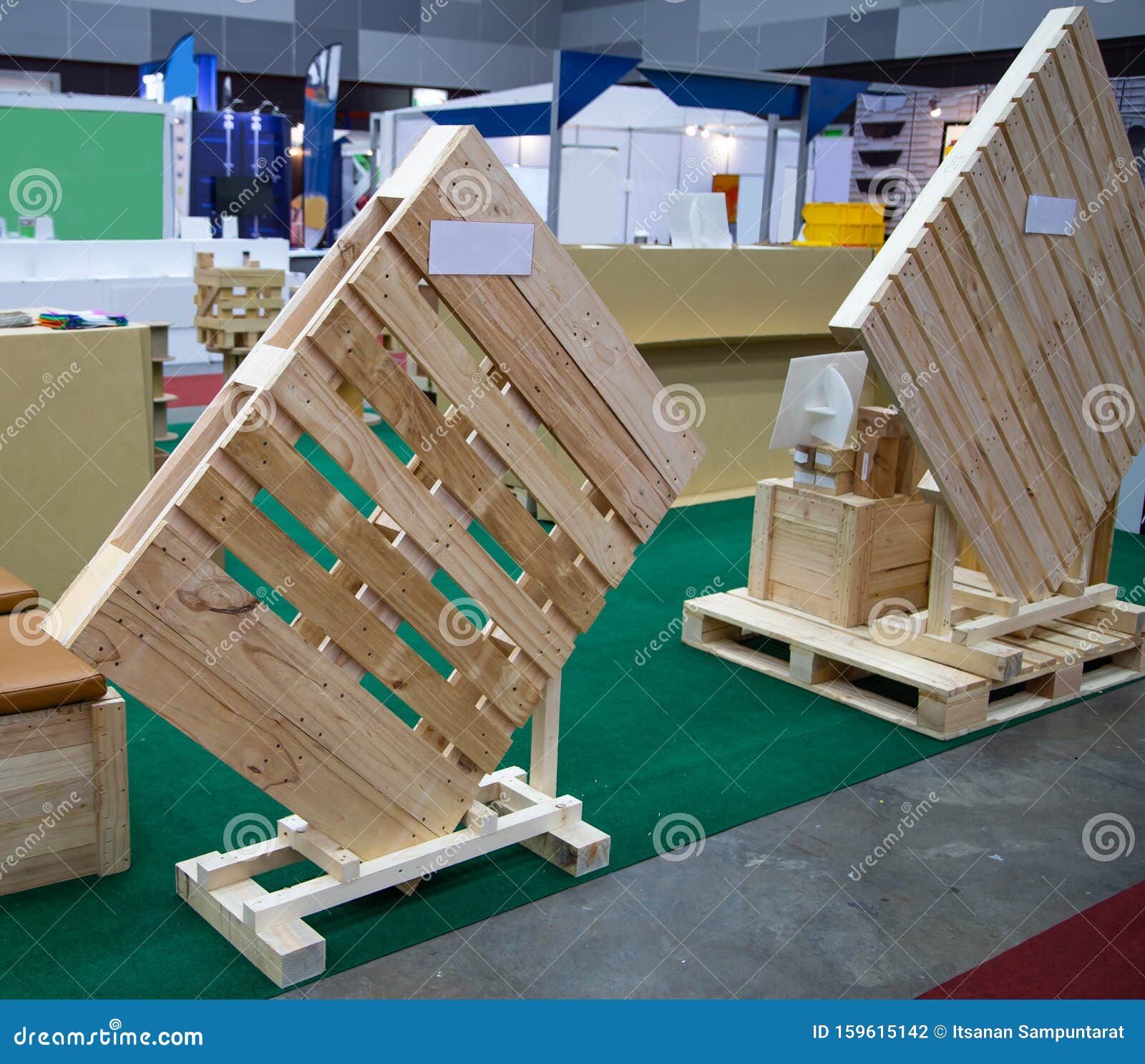 Display of wooden pallet stock photo. Image of packaging - 159615142