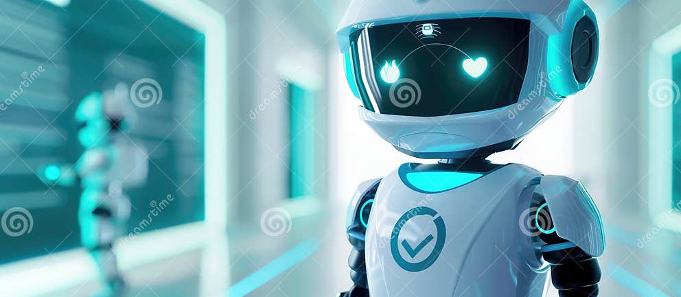 Displayed on Its Digital Screen, the Advanced Robot Features a Security ...