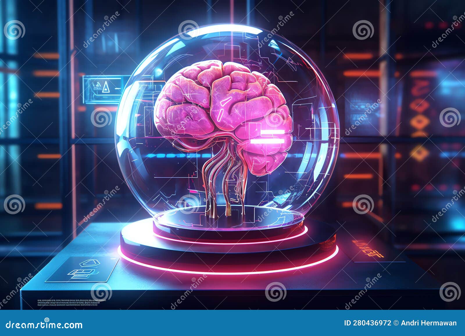Displaying Brain on Glitter Bright Lights Colorful Stock Illustration ...