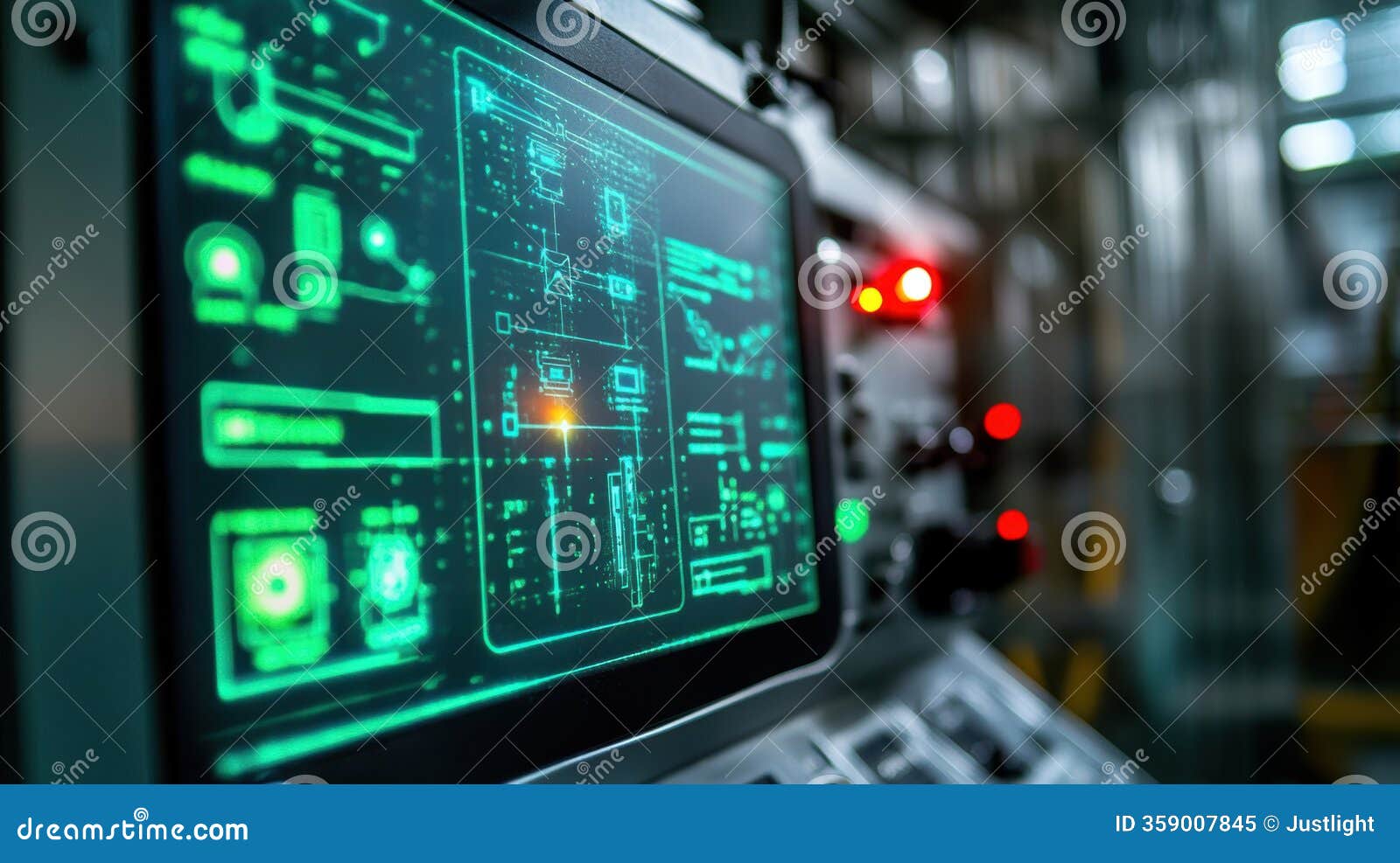 Futuristic Control Panel Monitoring Production Process in Modern ...