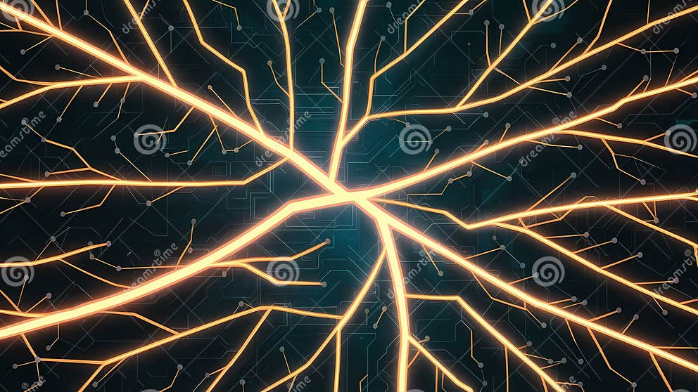 Displaying a Luminous Network of Interconnected Wires, Symbolizing ...