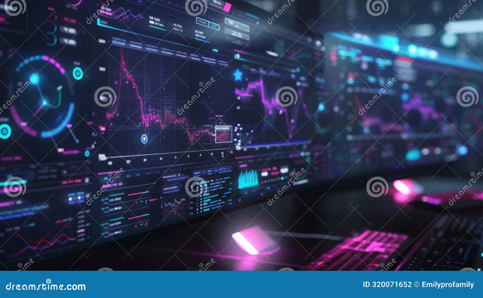 Displaying Multitude of Data on Computer Screen Stock Photo - Image of visualization, report ...