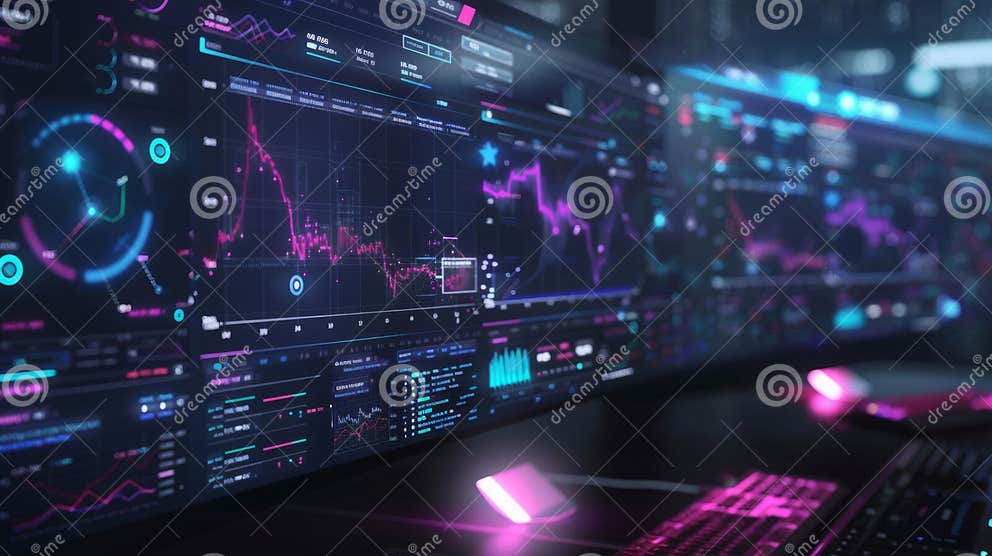 Displaying Multitude of Data on Computer Screen Stock Photo - Image of visualization, report ...