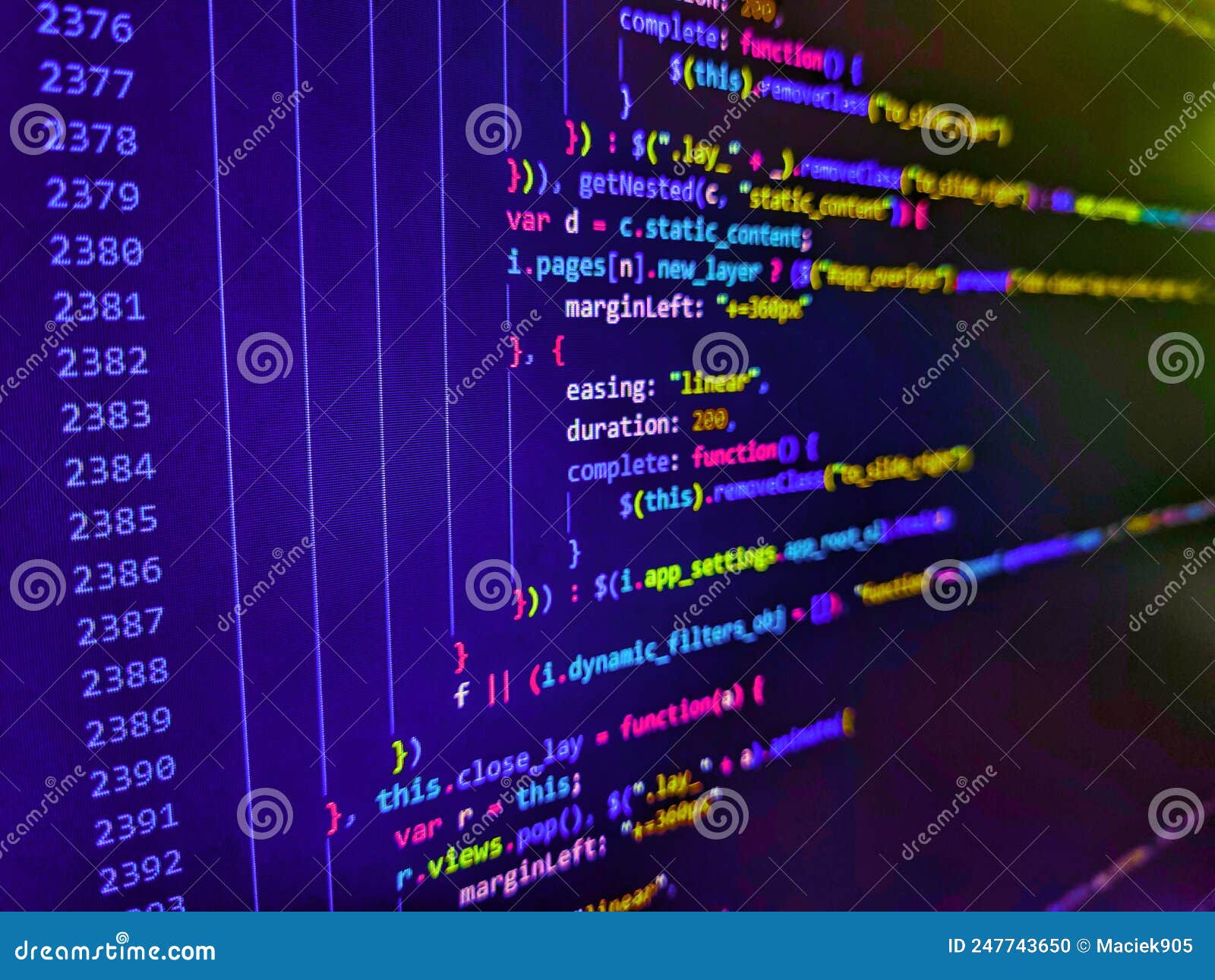 Displaying Program Code On Computer Css3 Code On A Colorful Background Javascript Functions