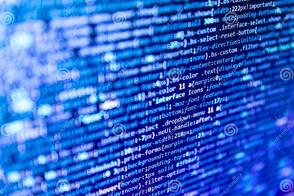 Displaying Program Code on Computer. Shallow Depth of Field, Selective ...