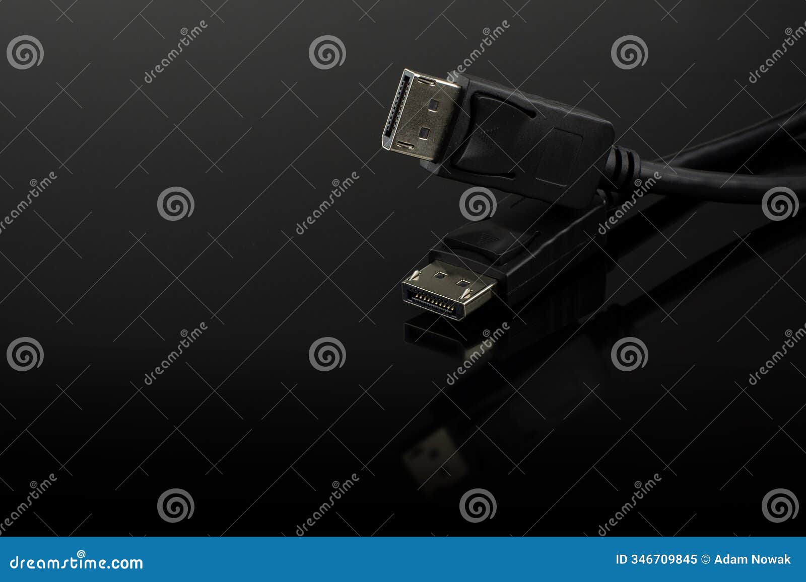 DisplayPort Cables on Black Background Stock Illustration ...
